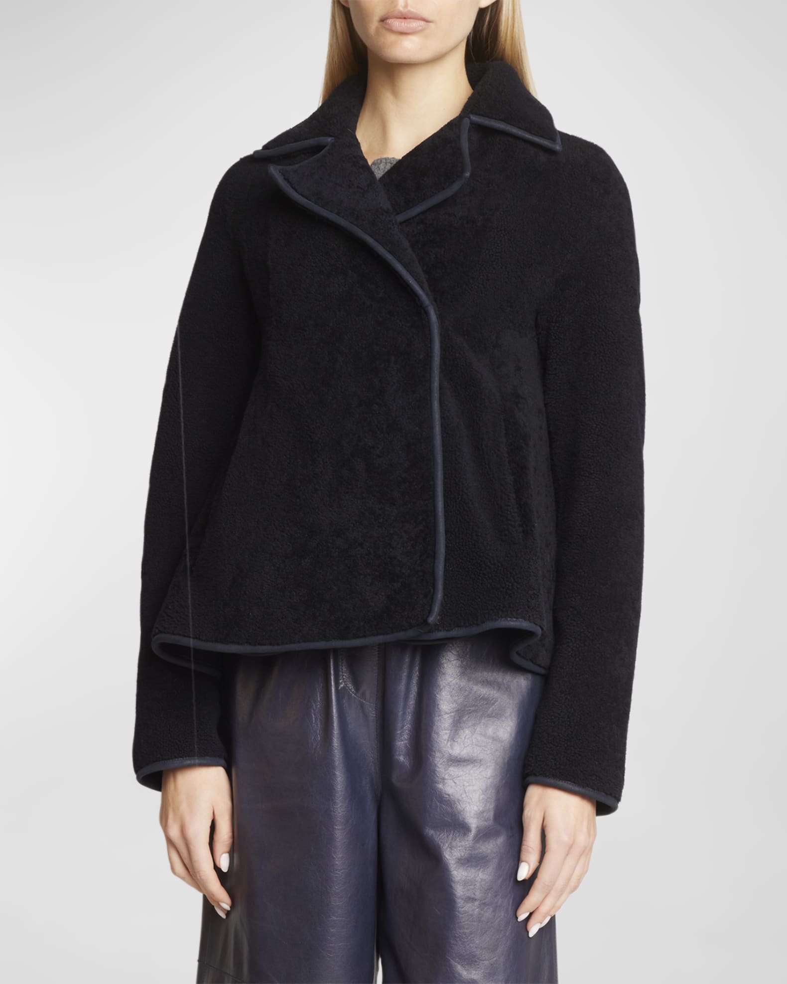 Loewe Short Trapeze Shearling Jacket | Neiman Marcus