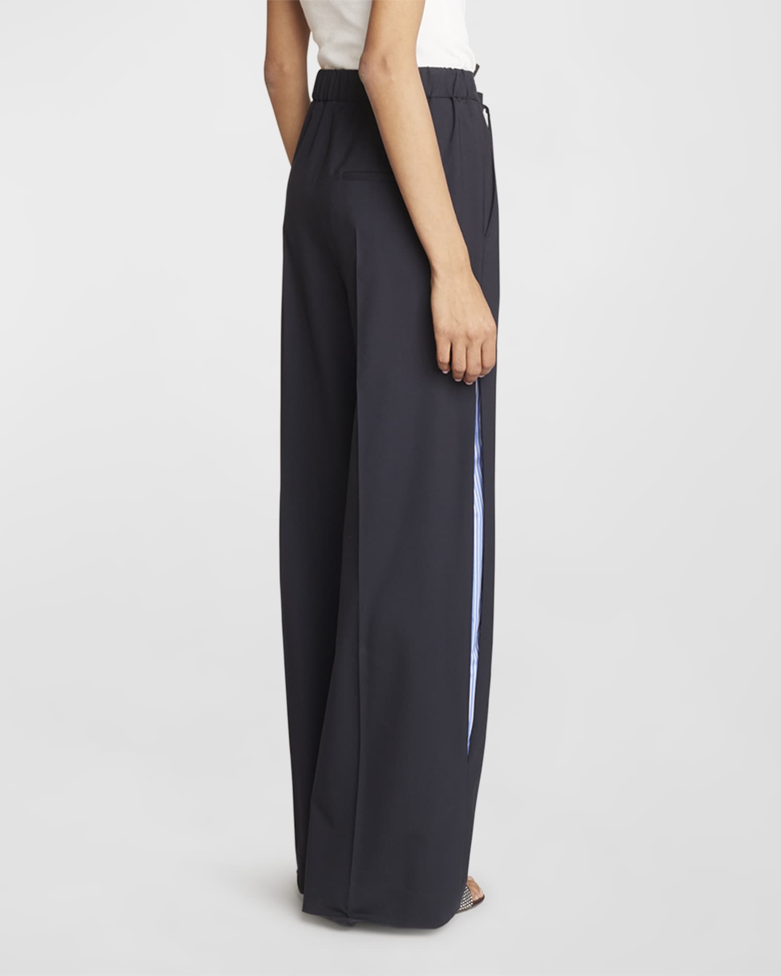 Loewe Striped Slash Cutout Wide-Leg Pull-On Trousers | Neiman Marcus