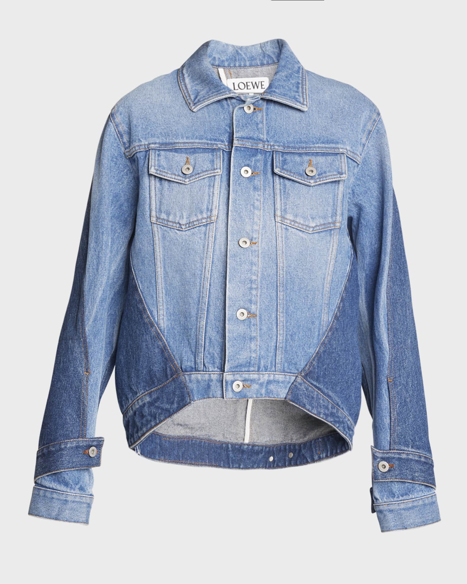 Loewe Optical Illusion Contrast Denim Jacket | Neiman Marcus