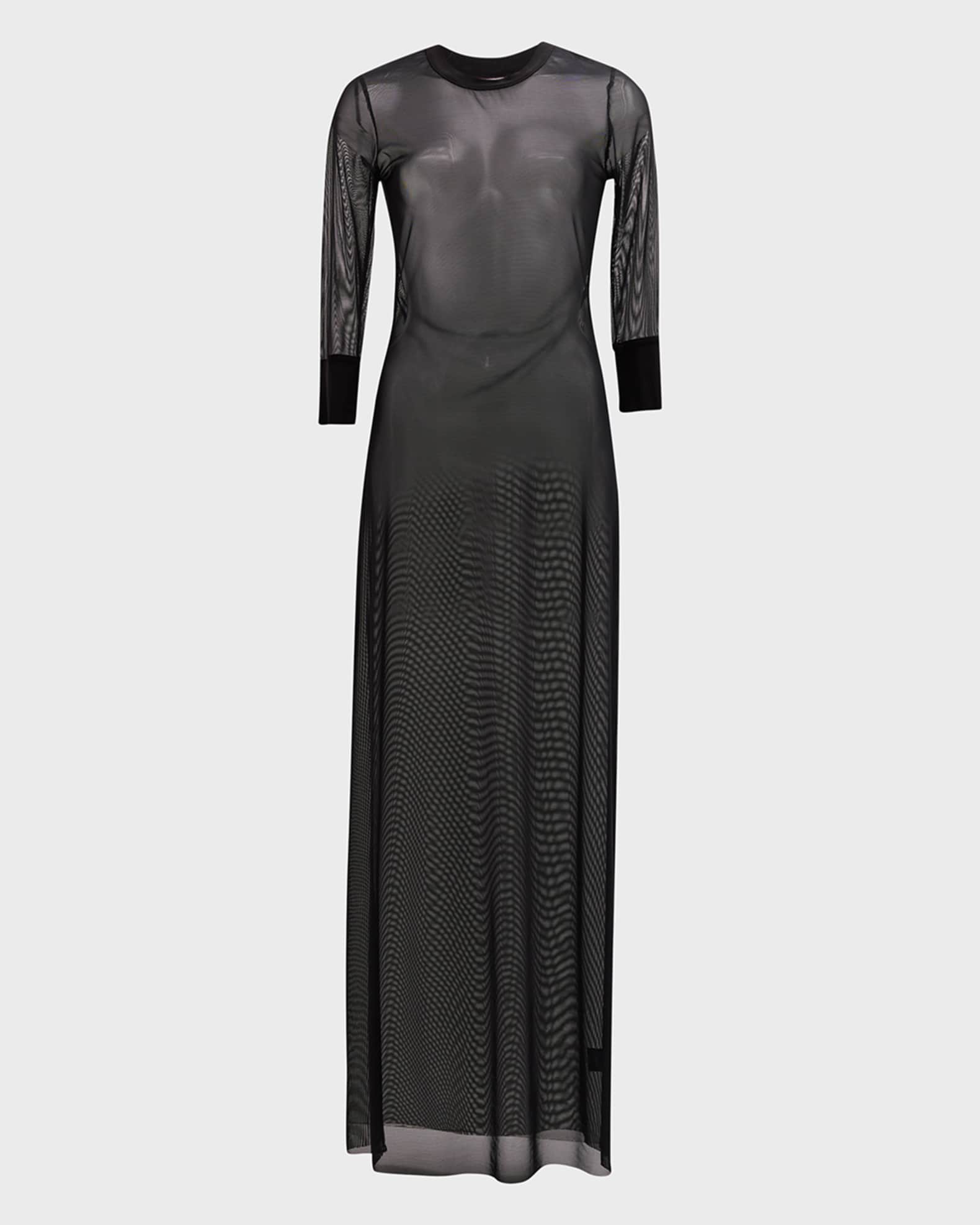 Norma Kamali Semi-Sheer Mesh Maxi Dress | Neiman Marcus