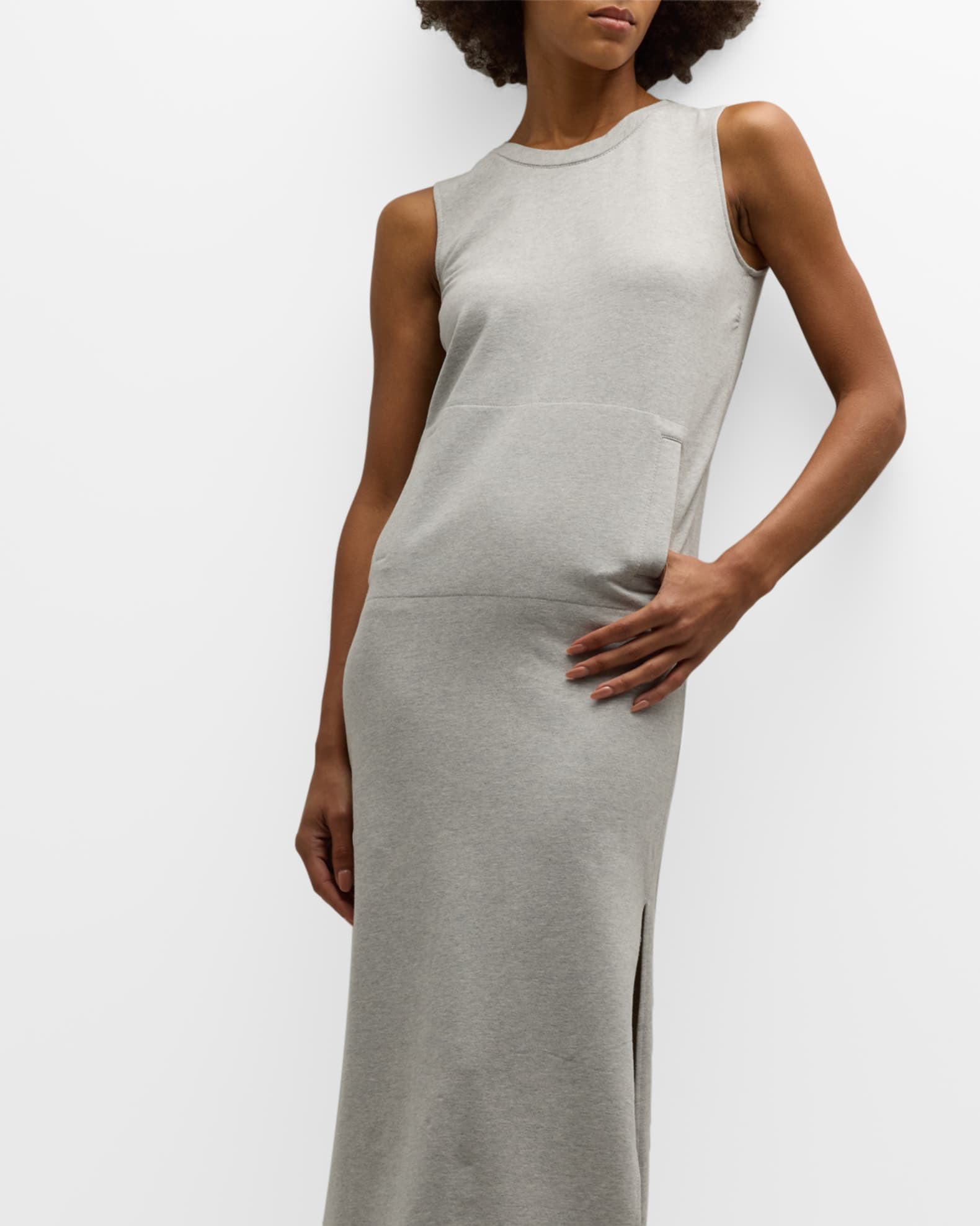 Norma Kamali Sleeveless Tailored Terry Side-Slit Gown | Neiman Marcus
