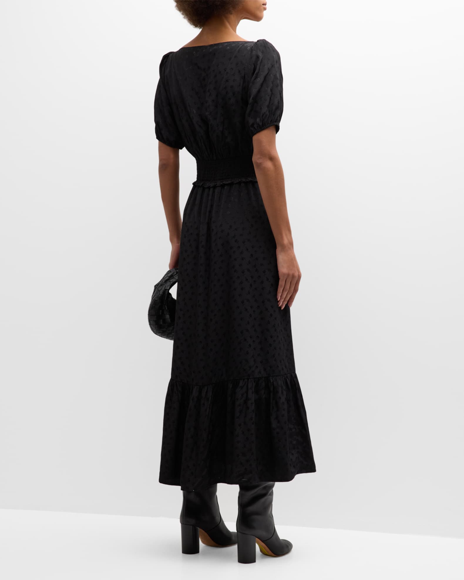 PAIGE Avonne Floral Square-Neck A-Line Midi Dress | Neiman Marcus