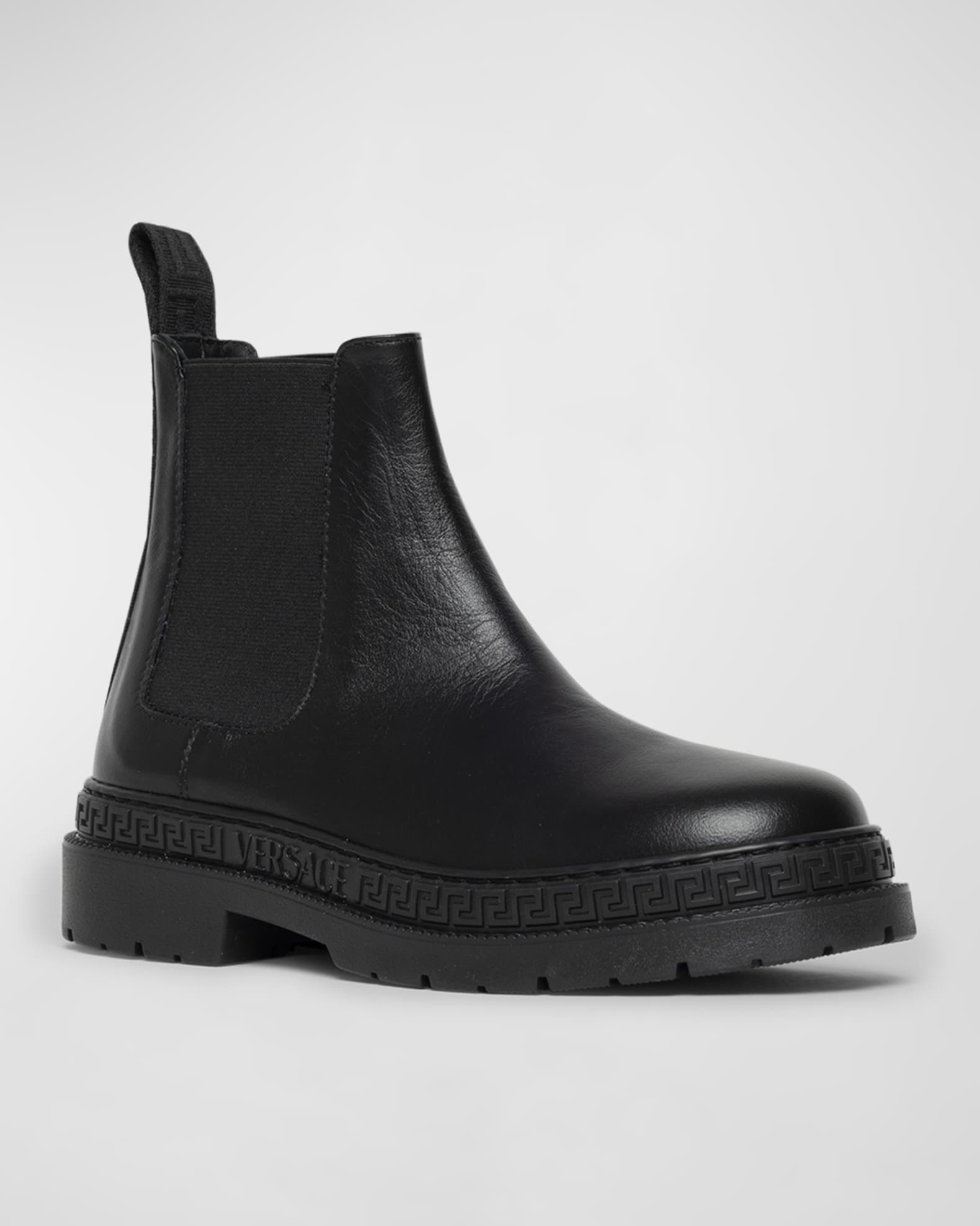 Versace Girl's Leather Chelsea Boots, Kids | Neiman Marcus