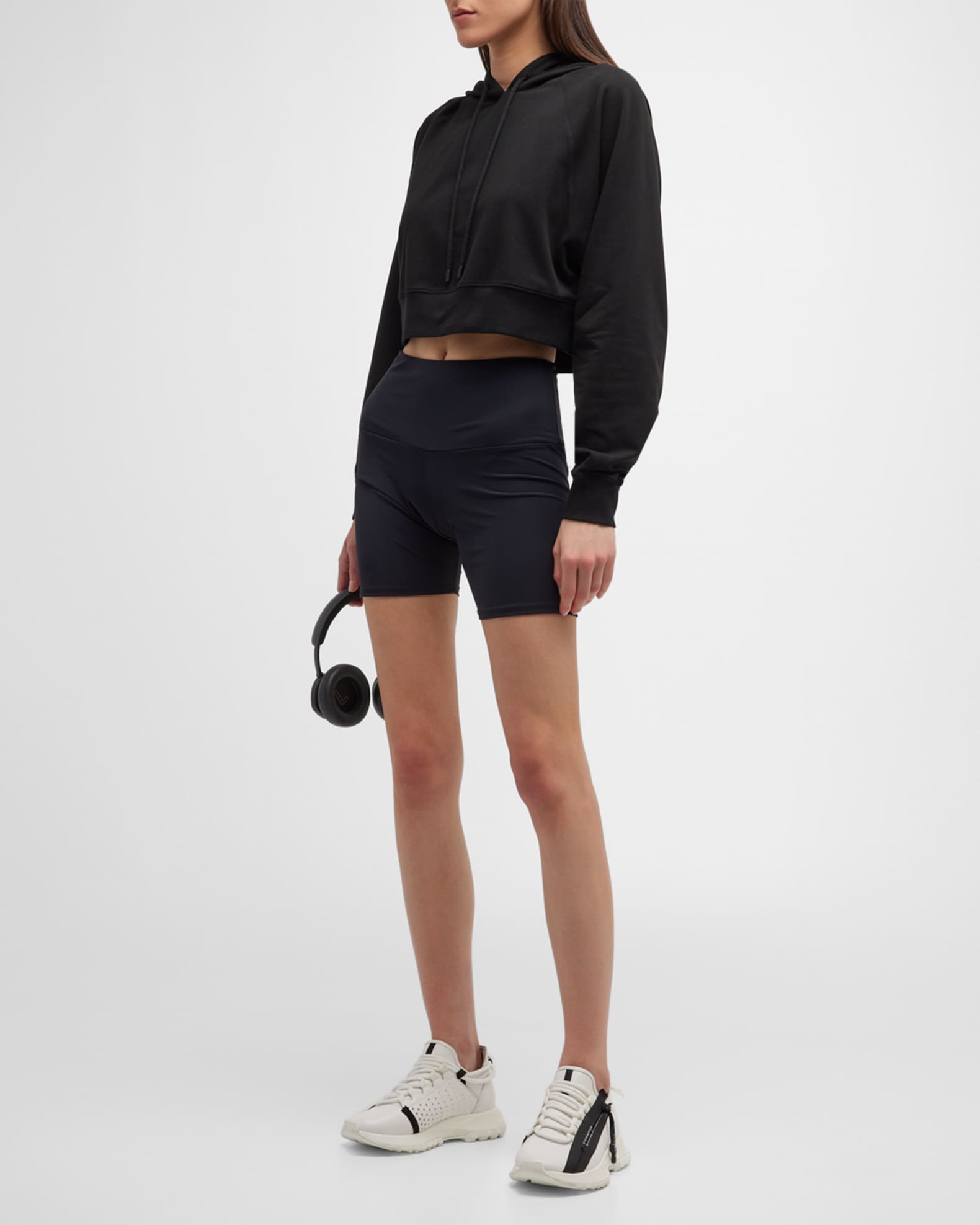 Alo Yoga Micro French Terry Double Take Cropped Hoodie | Neiman Marcus