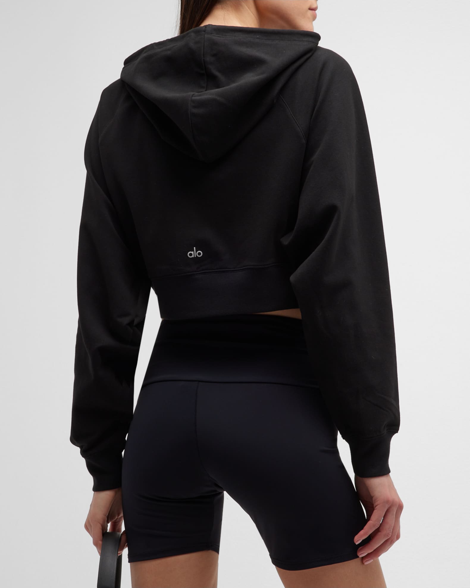 Alo Yoga Micro French Terry Double Take Cropped Hoodie | Neiman Marcus