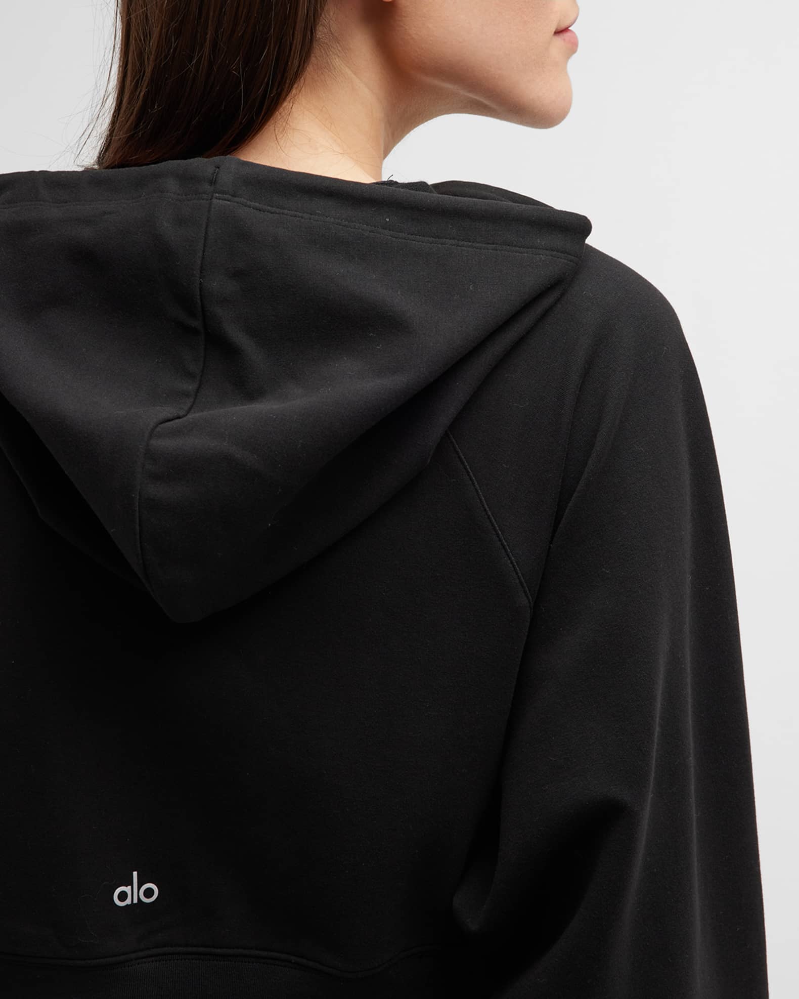 Alo Yoga Micro French Terry Double Take Cropped Hoodie | Neiman Marcus