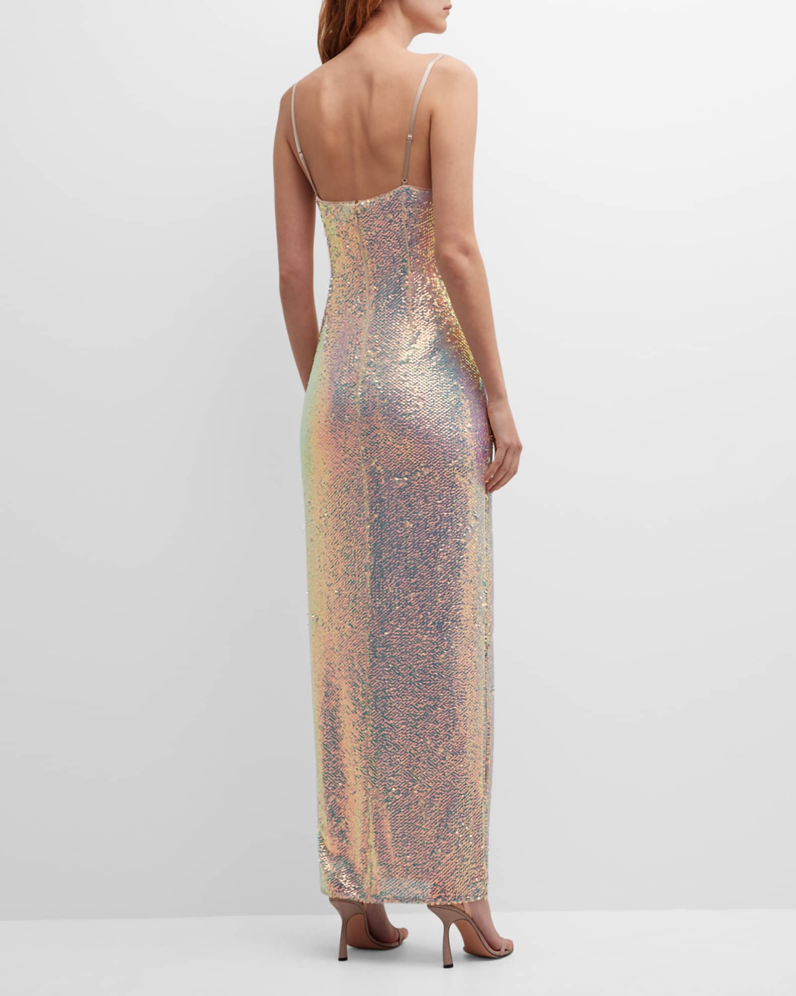 Liv Foster Sleeveless Cowl-Neck Sequin Column Gown | Neiman Marcus