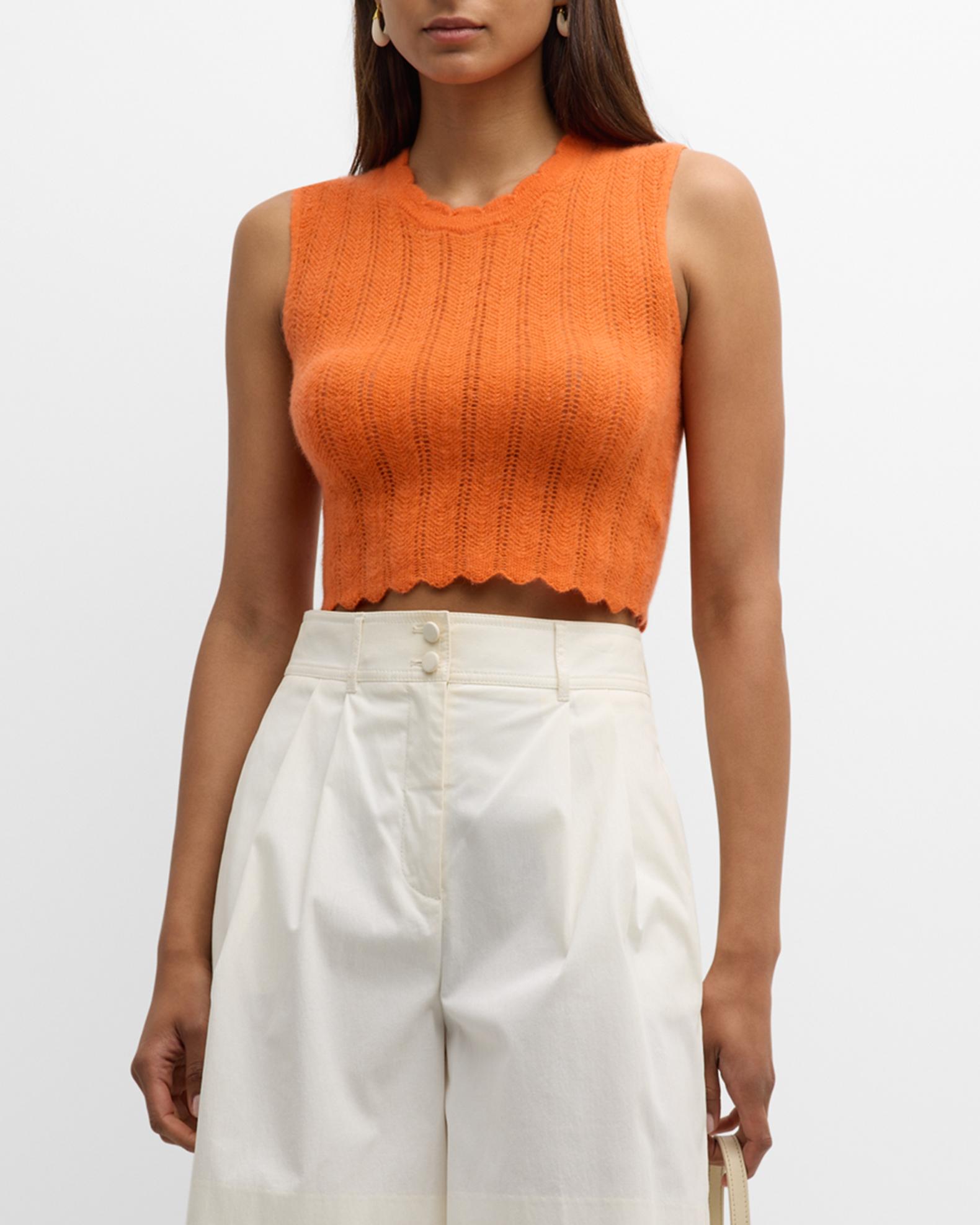 Naadam Cashmere Scalloped Crop Top | Neiman Marcus