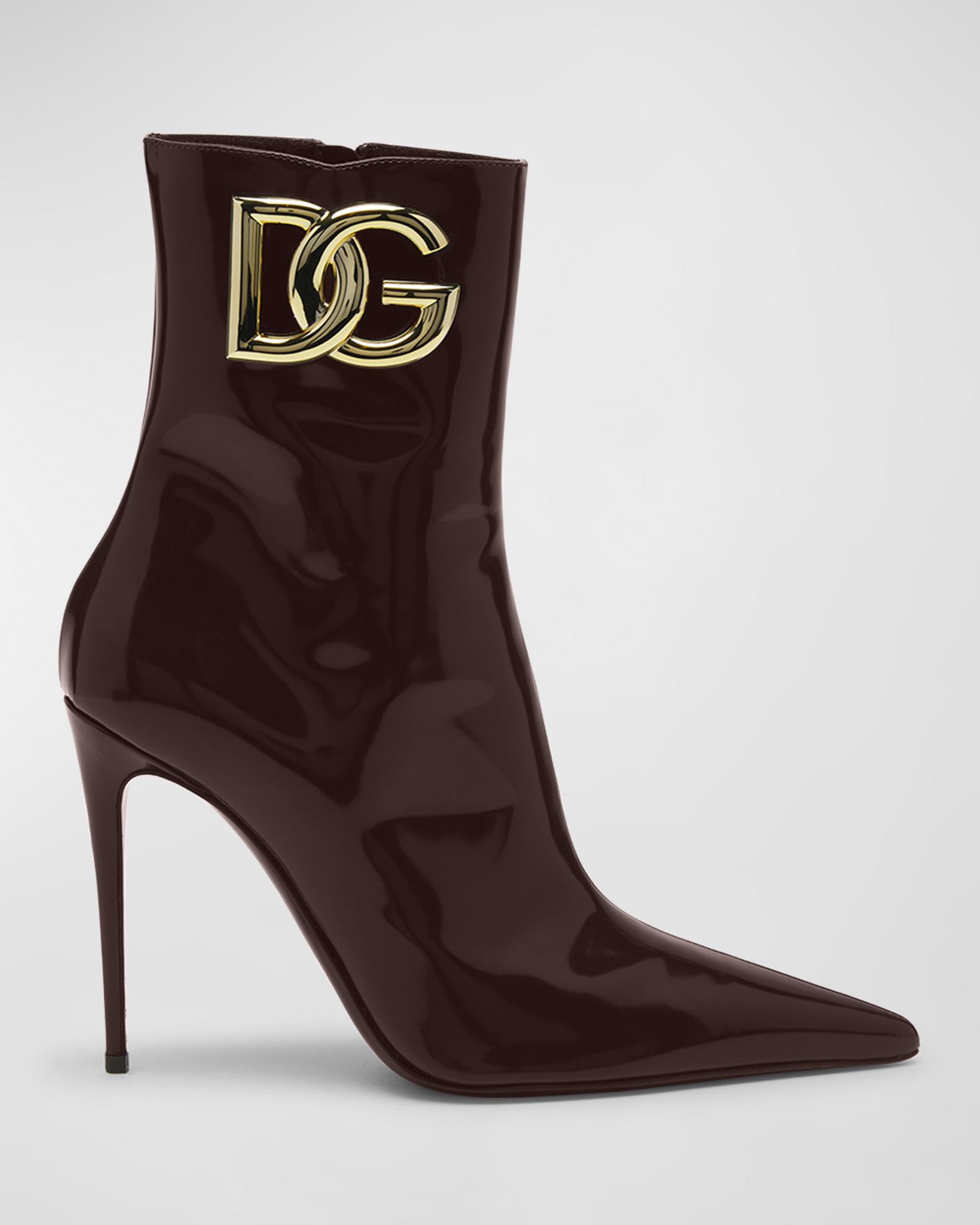 Dolceandgabbana Dg Medallion Patent Stiletto Booties Neiman Marcus
