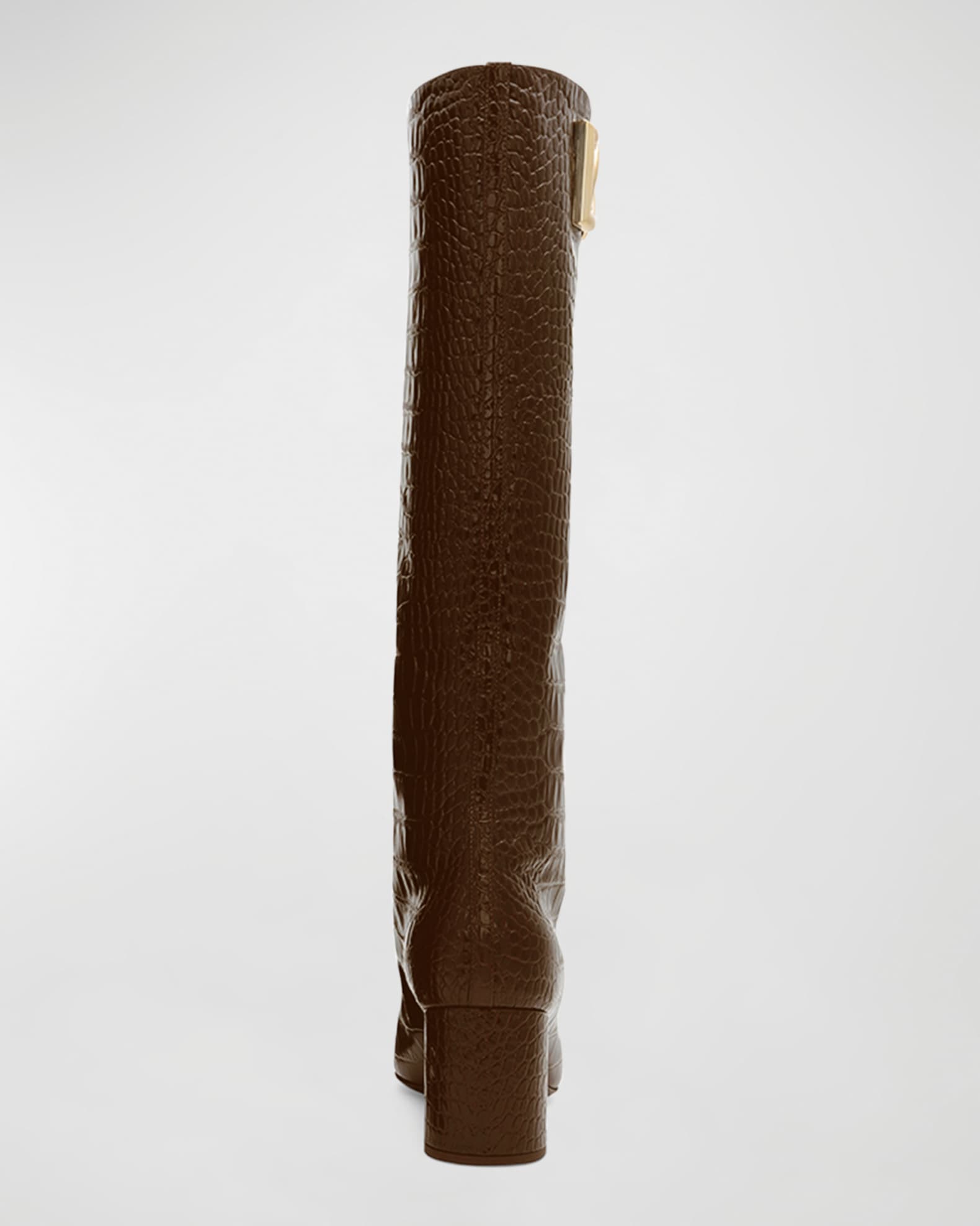 Dolce&Gabbana DG Medallion Croco Knee Boots | Neiman Marcus