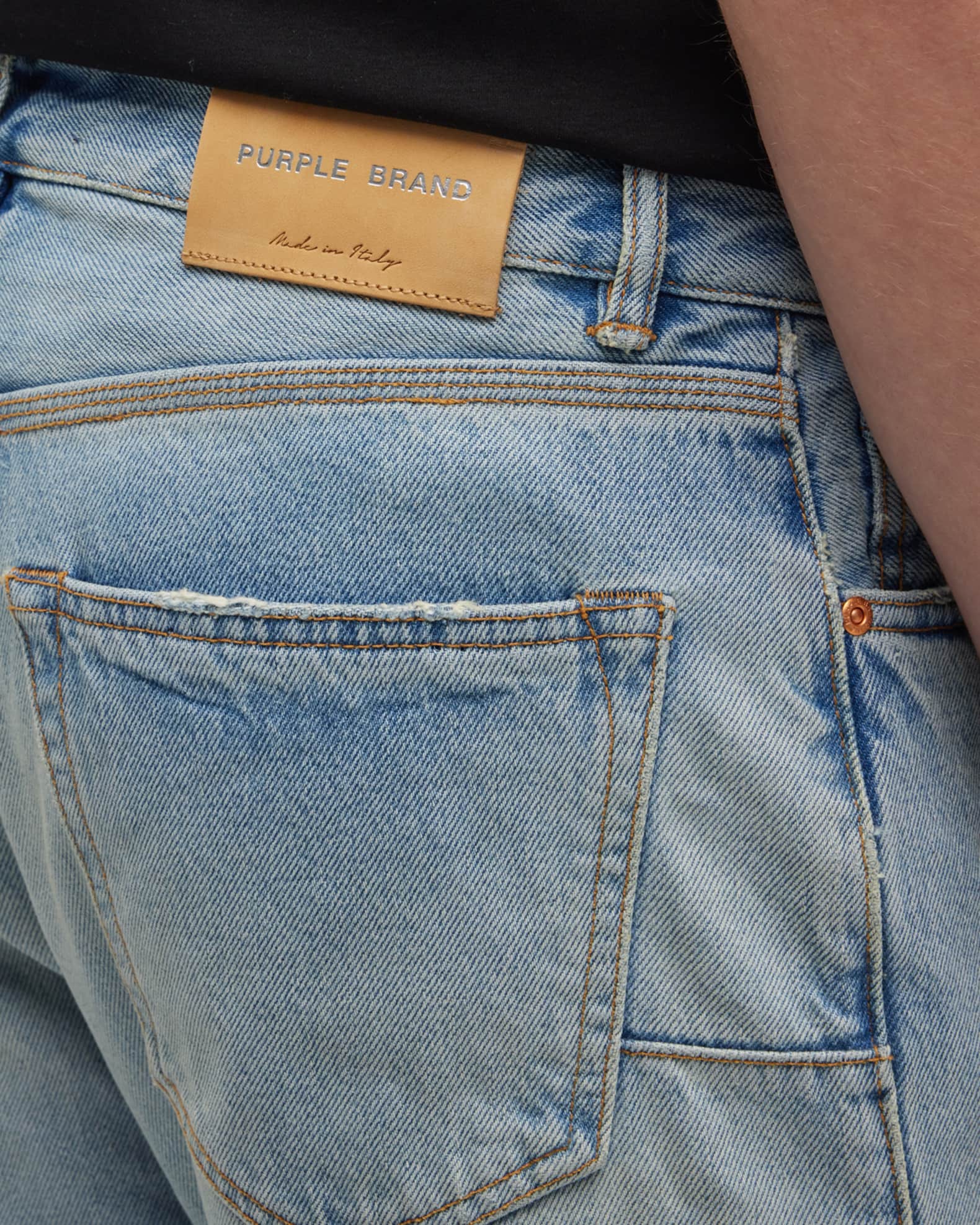 PURPLE Men's Distressed Vintage-Wash Jeans | Neiman Marcus