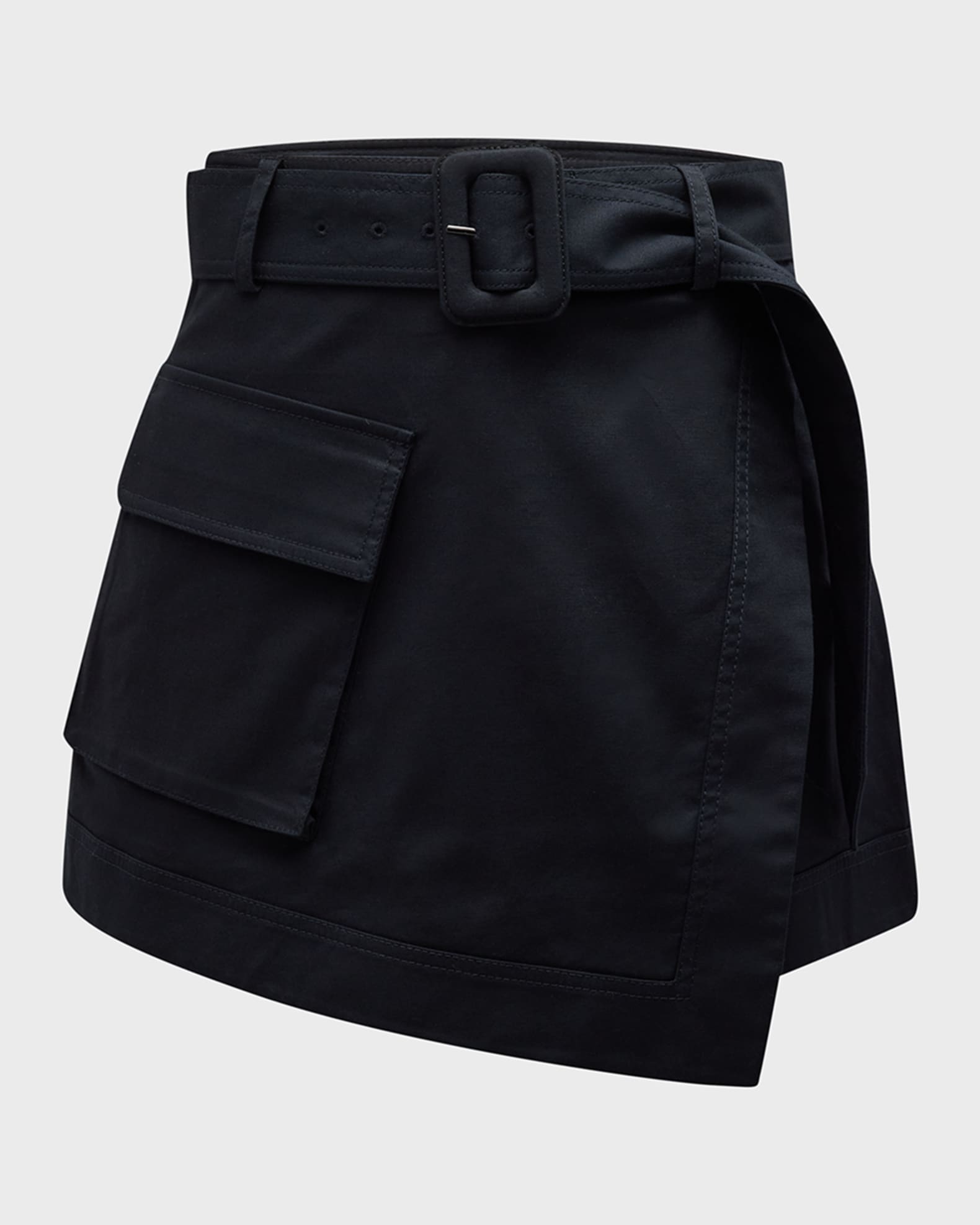 SIMKHAI Lizette Belted Stretch Cotton Utility Skorts | Neiman Marcus