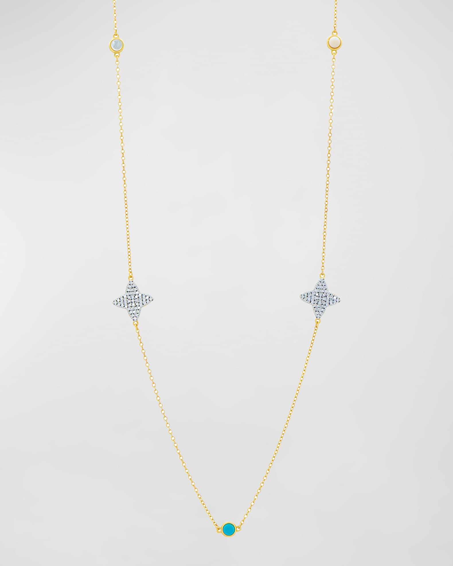 Freida Rothman Coastal Clover Multi-Stone Station Necklace | Neiman Marcus