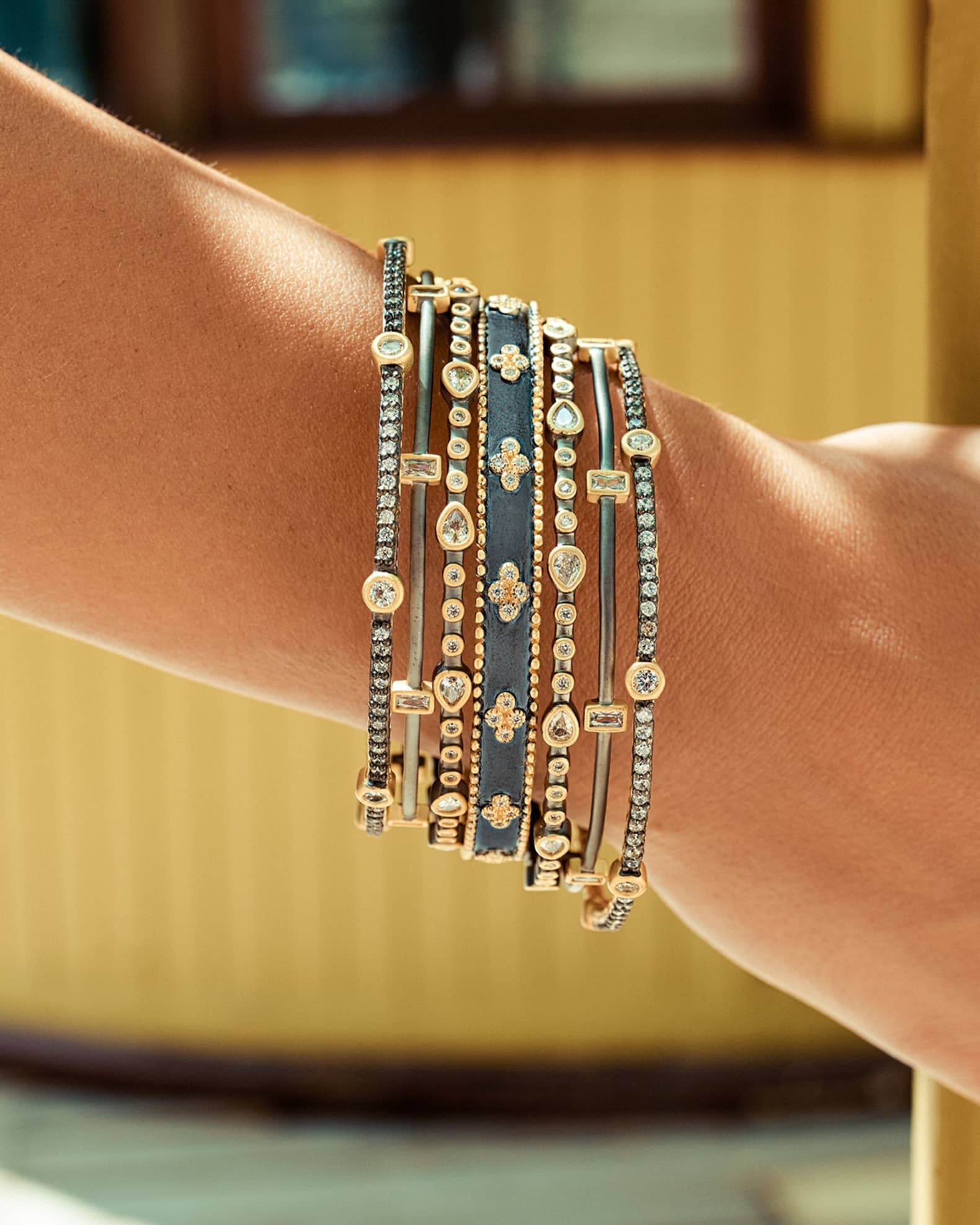 Freida Rothman Signature Clover Beaded Slide Bangle | Neiman Marcus