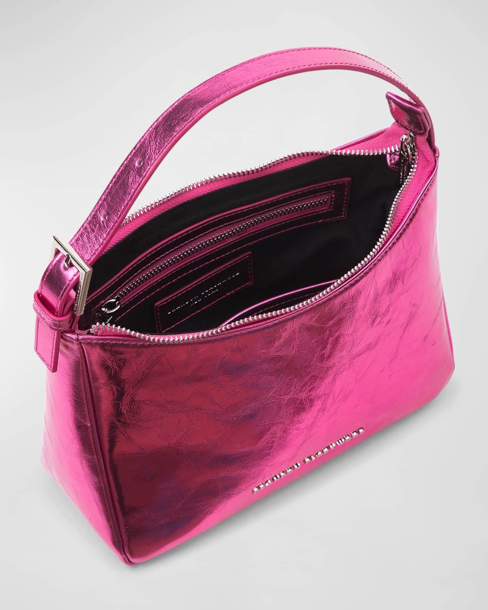 Brandon Blackwood Cortni Crushed Metallic Leather Shoulder Bag | Neiman ...