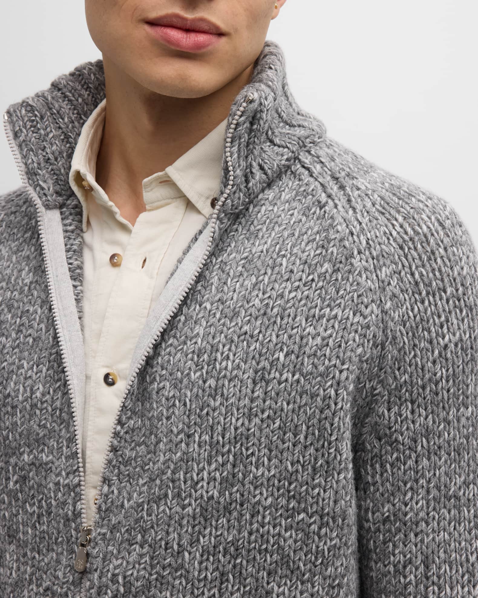Brunello Cucinelli Men's Knit Full-Zip Cardigan Sweater | Neiman Marcus