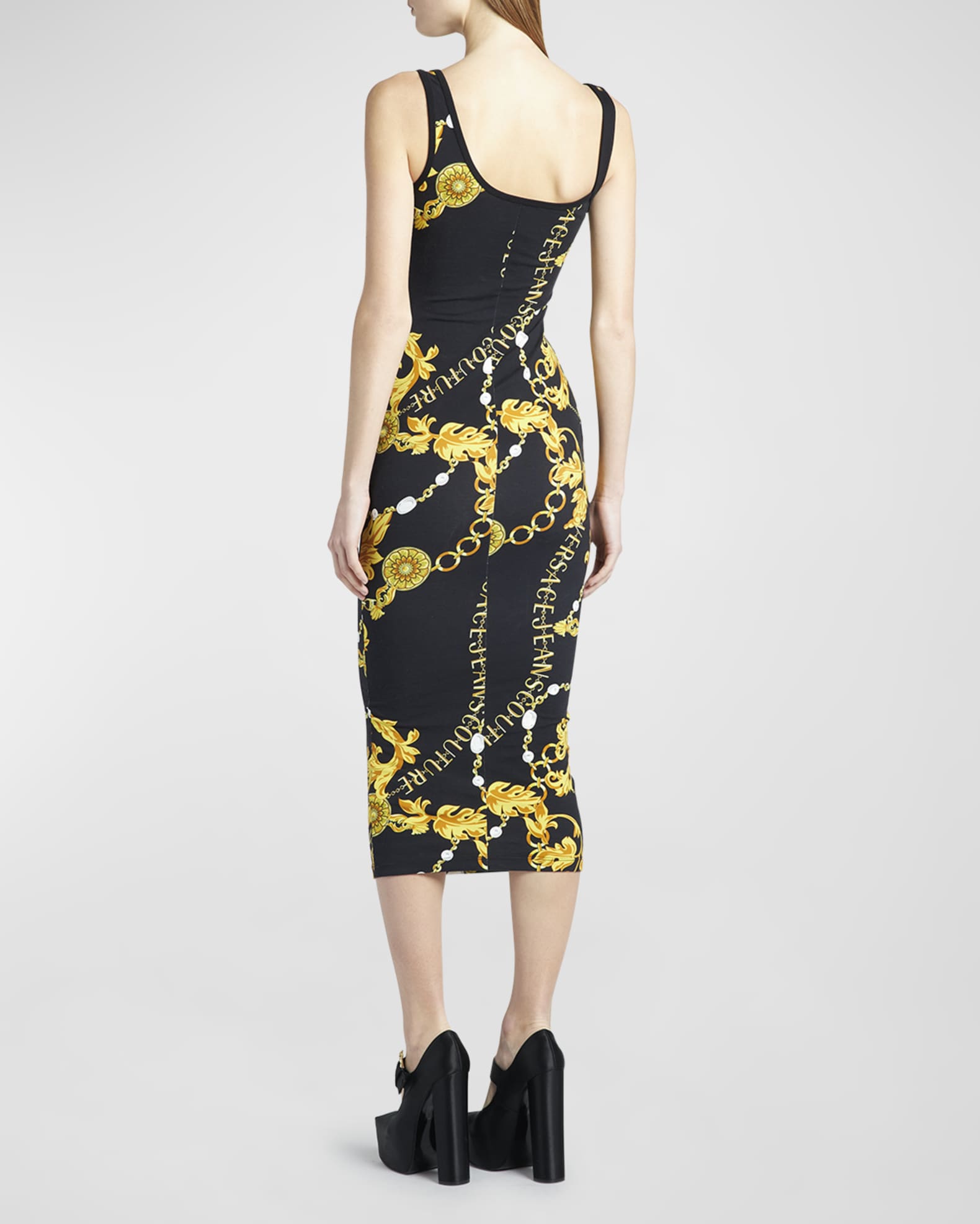 Versace Jeans Couture Chain Couture Asymmetric Midi Dress | Neiman Marcus
