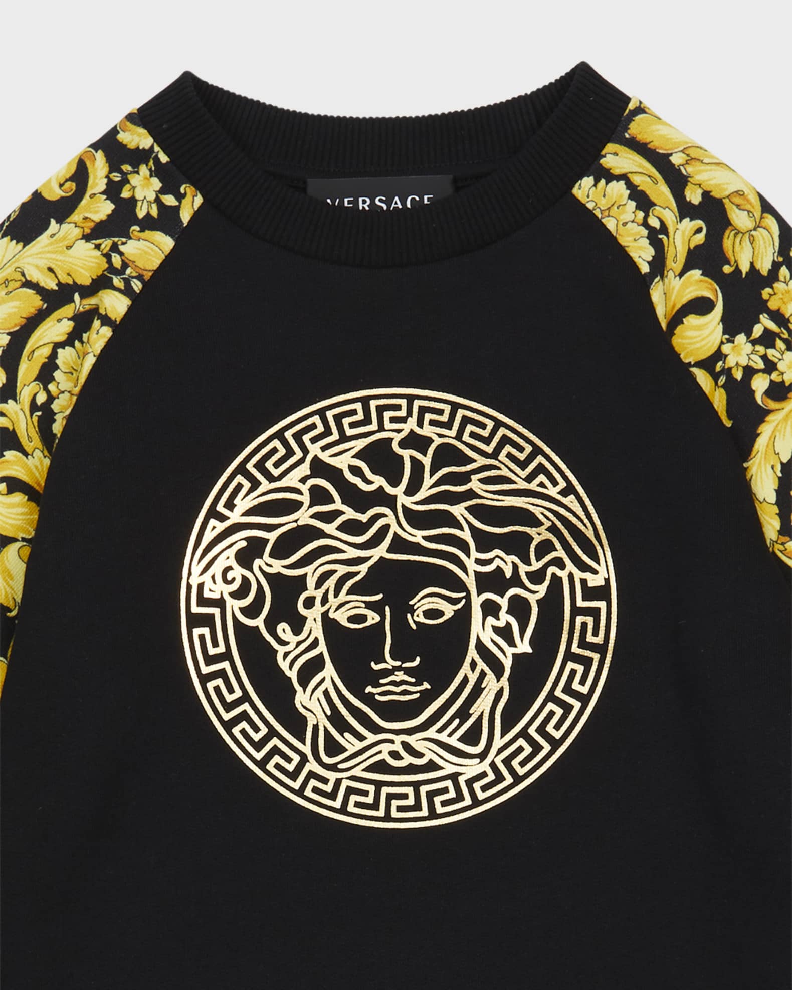 Versace Girl's Barocco-Trim Fleece Sweater Dress, Size 8-14 | Neiman Marcus