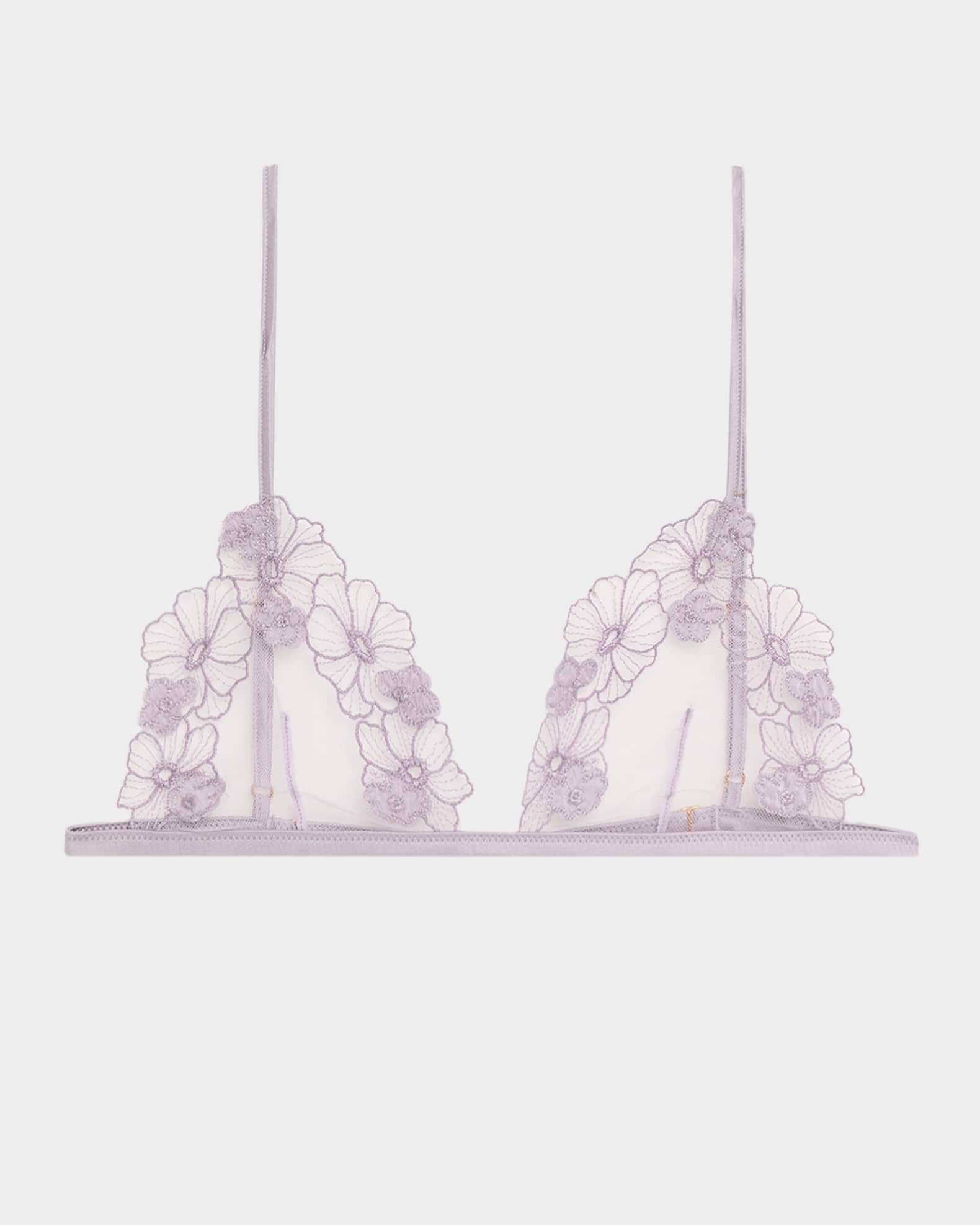 Kiki De Montparnasse Violet Floral-Embroidered Lace Bra | Neiman Marcus