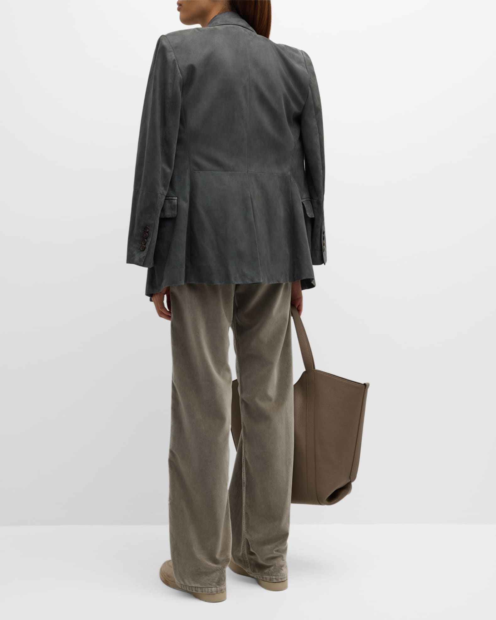 Brunello Cucinelli Shiny Suede Double-Breasted Blazer Jacket | Neiman ...