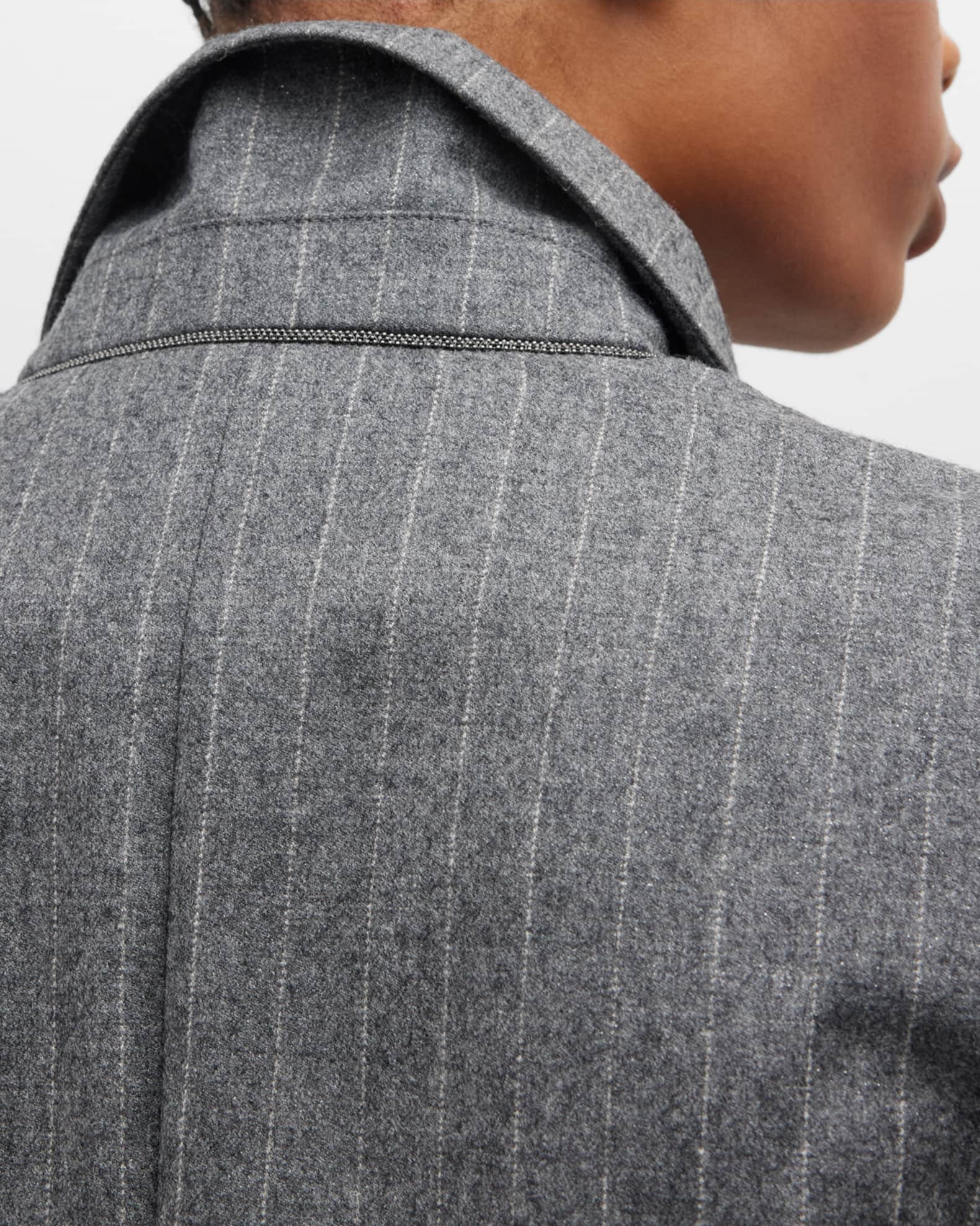 Brunello Cucinelli Sparkle Pinstripe Cutaway Blazer Jacket | Neiman Marcus