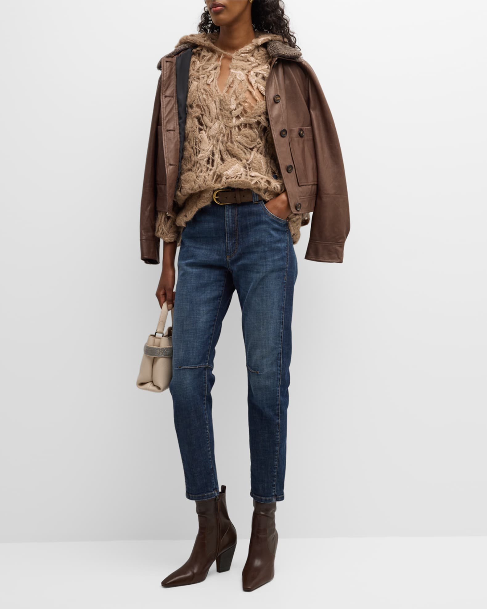 Brunello Cucinelli Ramage Opera Knit Hoodie With Tube Top | Neiman Marcus