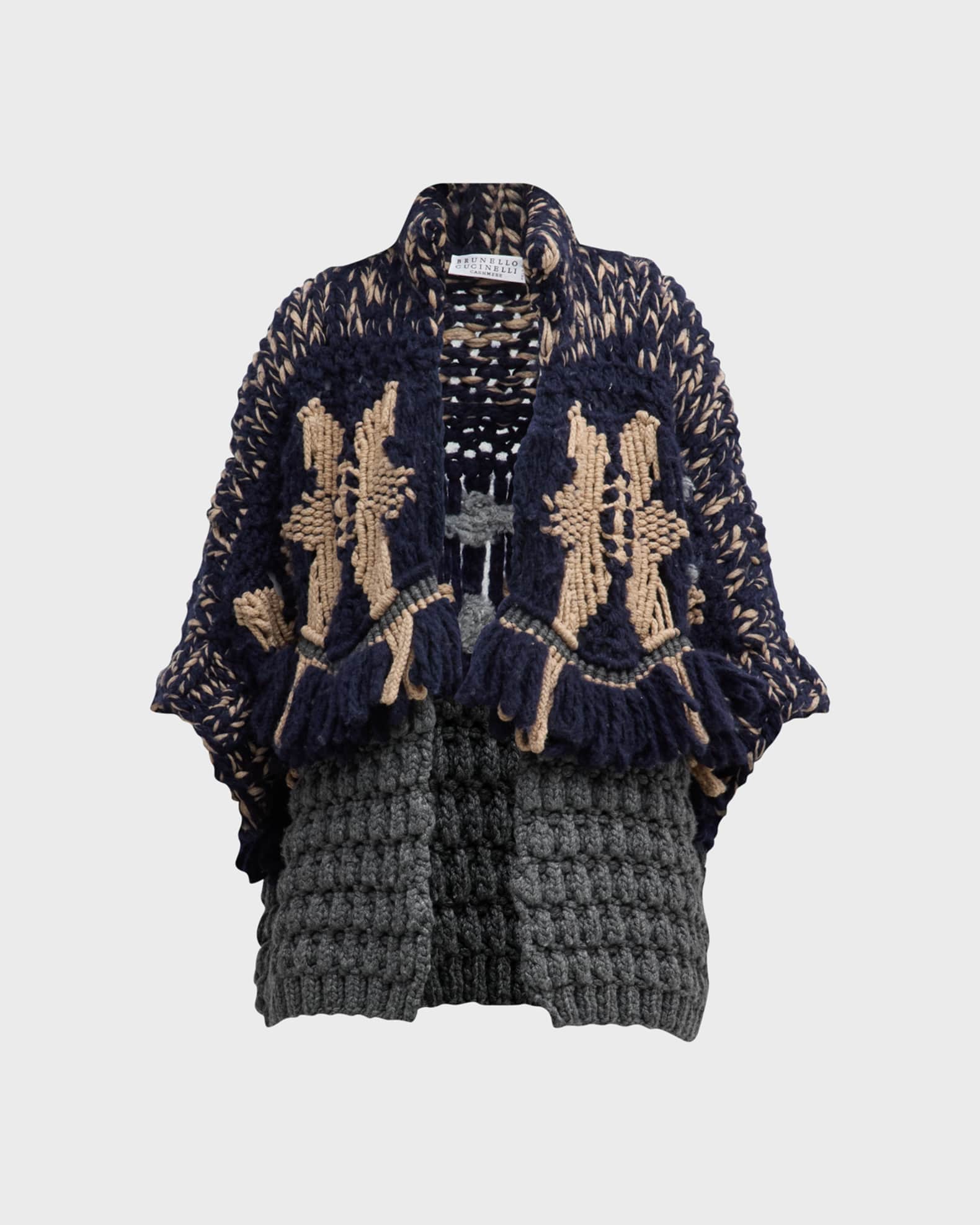 Brunello Cucinelli Cashmere Opera Cardigan with Intarsia Macrame Detail ...