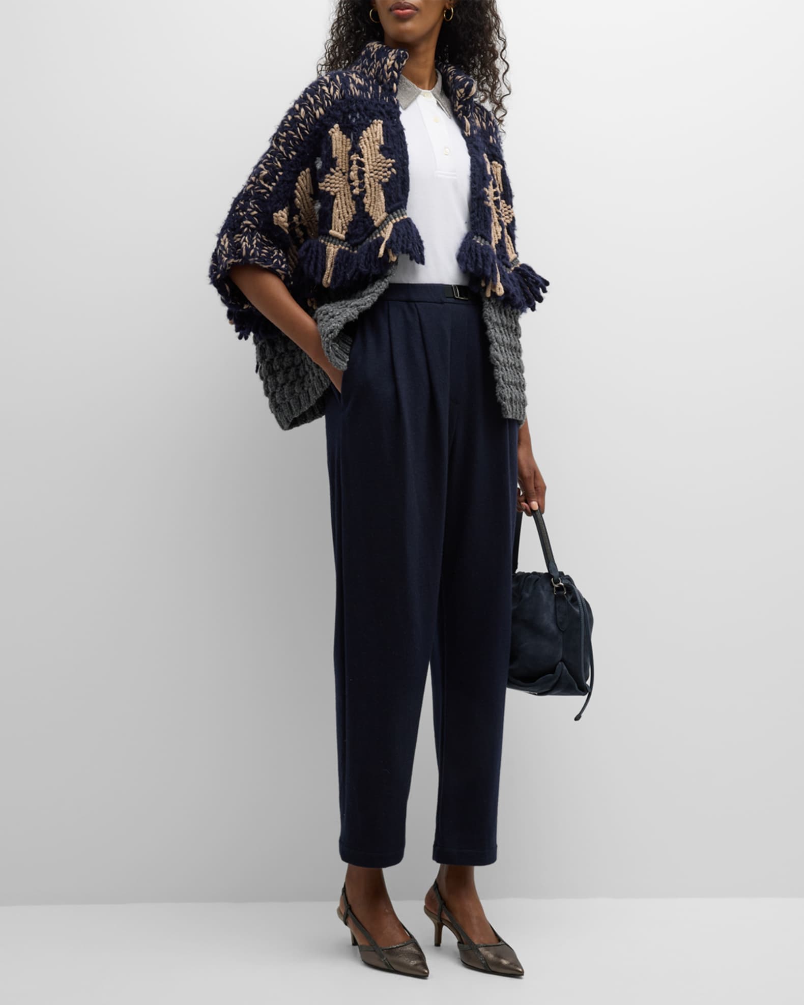 Brunello Cucinelli Cashmere Opera Cardigan with Intarsia Macrame Detail ...