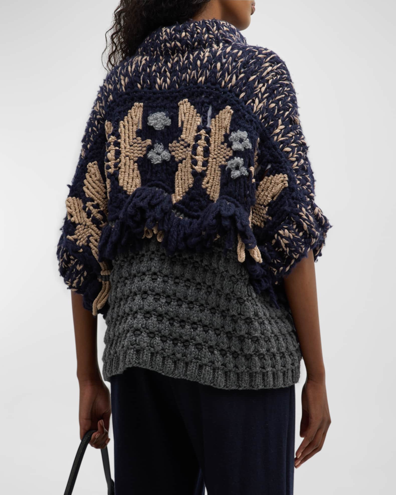 Brunello Cucinelli Cashmere Opera Cardigan with Intarsia Macrame Detail ...