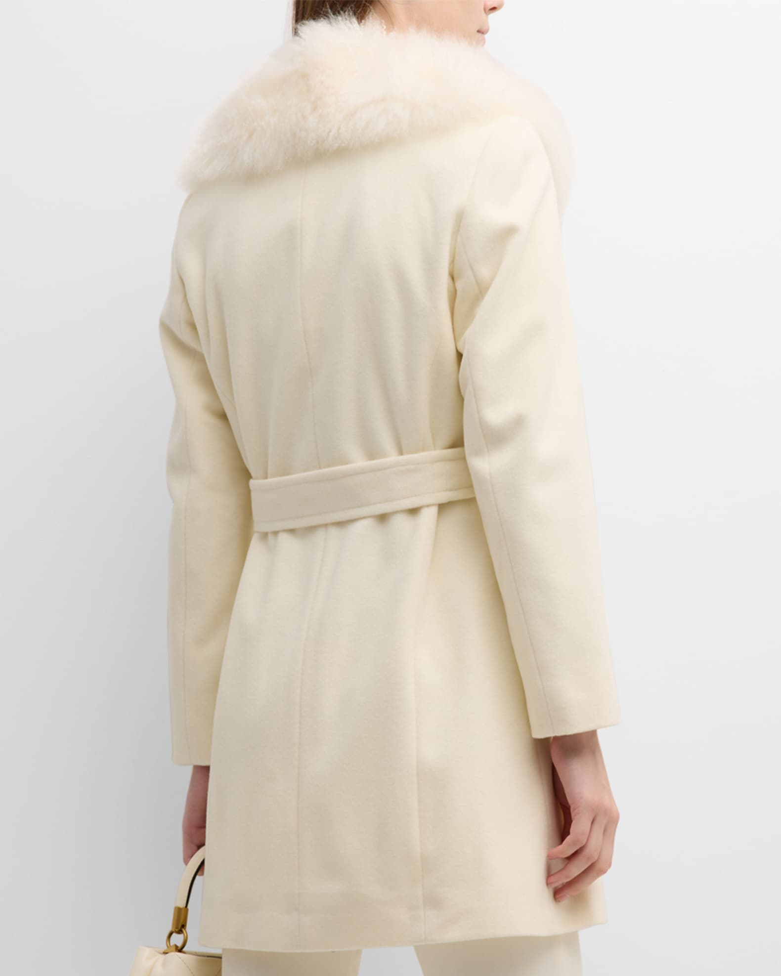 Sofia Cashmere Belted Wrap Coat with Cashmere Shearling Collar | Neiman Marcus