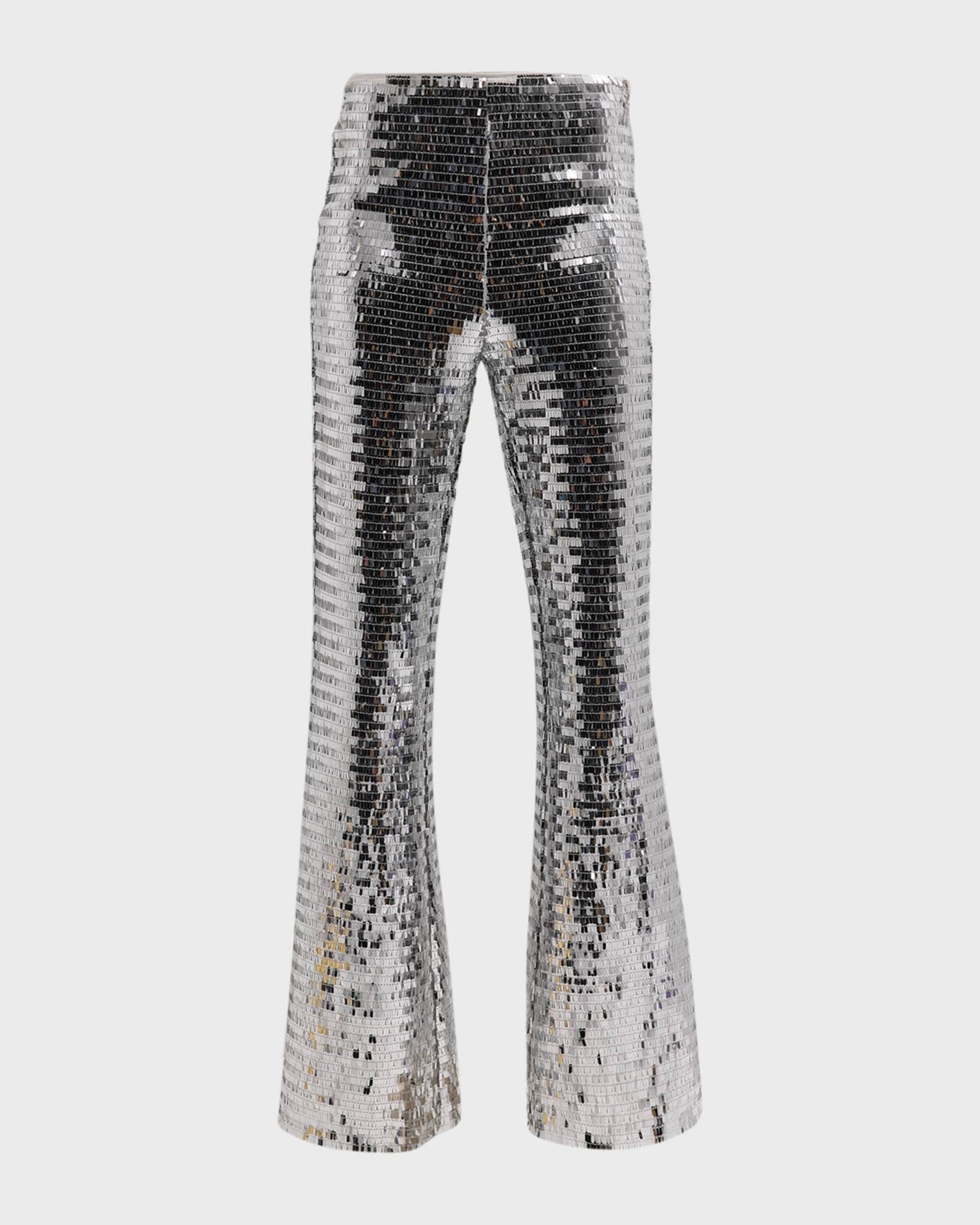 SIMONMILLER Robo Sequined High-Rise Wide-Leg Pants | Neiman Marcus