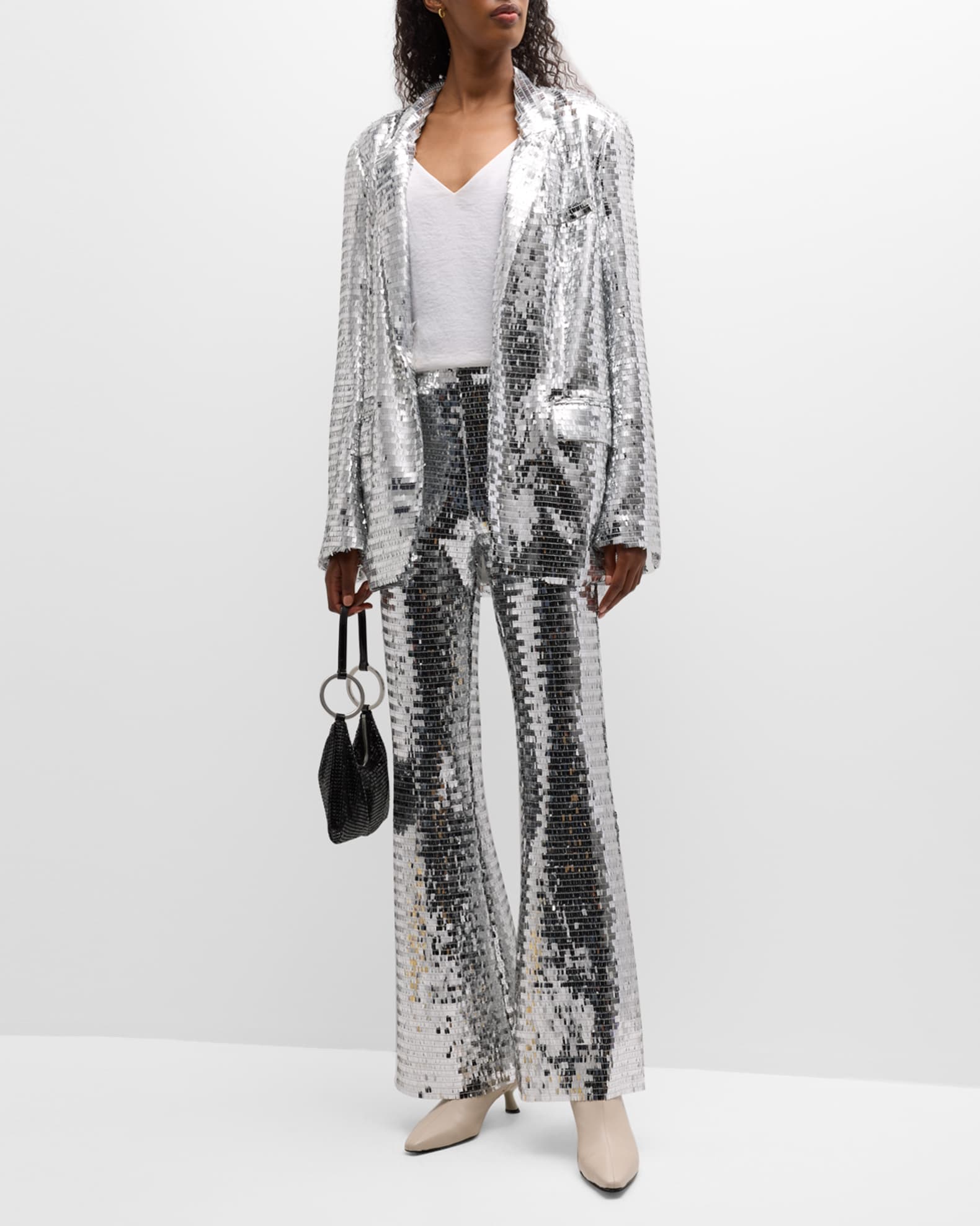 SIMONMILLER Robo Sequined High-Rise Wide-Leg Pants | Neiman Marcus