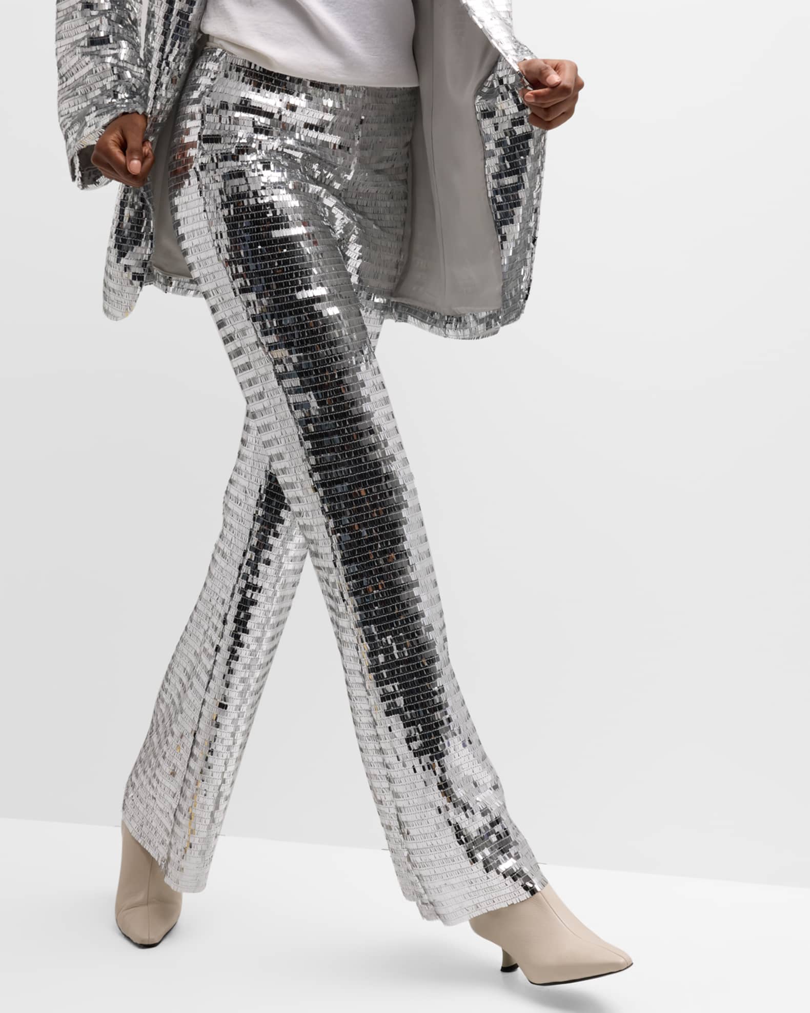 SIMONMILLER Robo Sequined High-Rise Wide-Leg Pants | Neiman Marcus