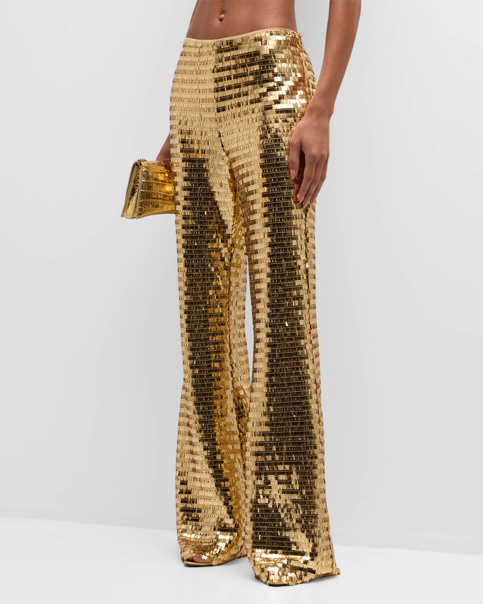 SIMONMILLER Robo Sequined High-Rise Wide-Leg Pants | Neiman Marcus
