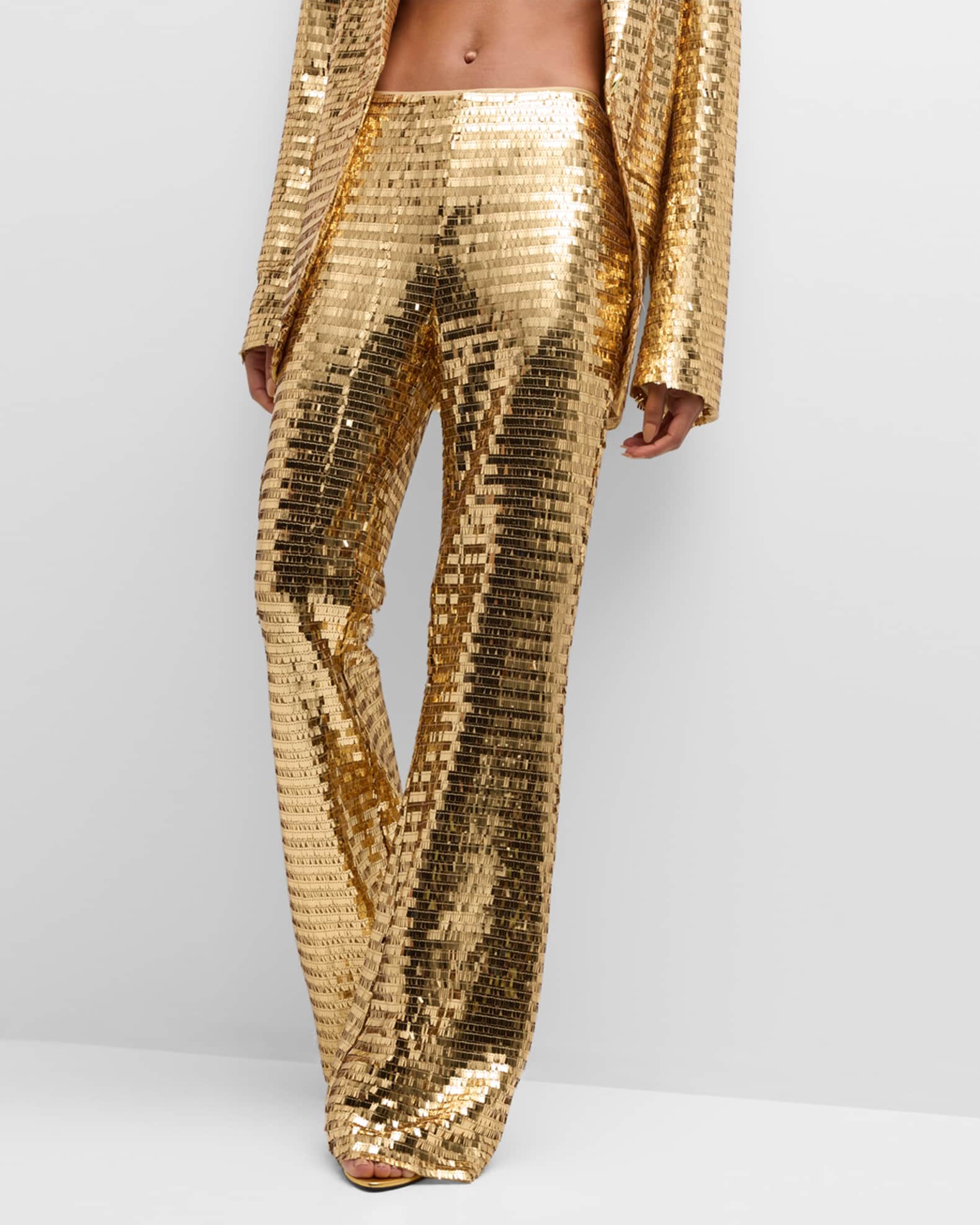 SIMONMILLER Robo Sequined High-Rise Wide-Leg Pants | Neiman Marcus