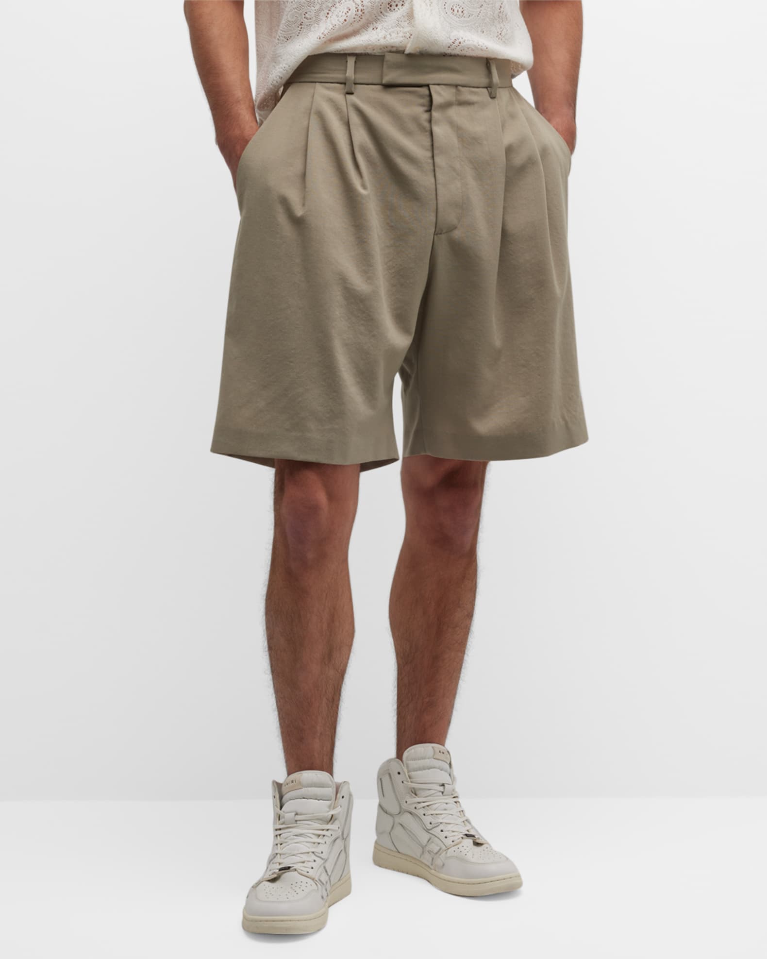 Amiri Men's Double-Pleated Wool Shorts | Neiman Marcus