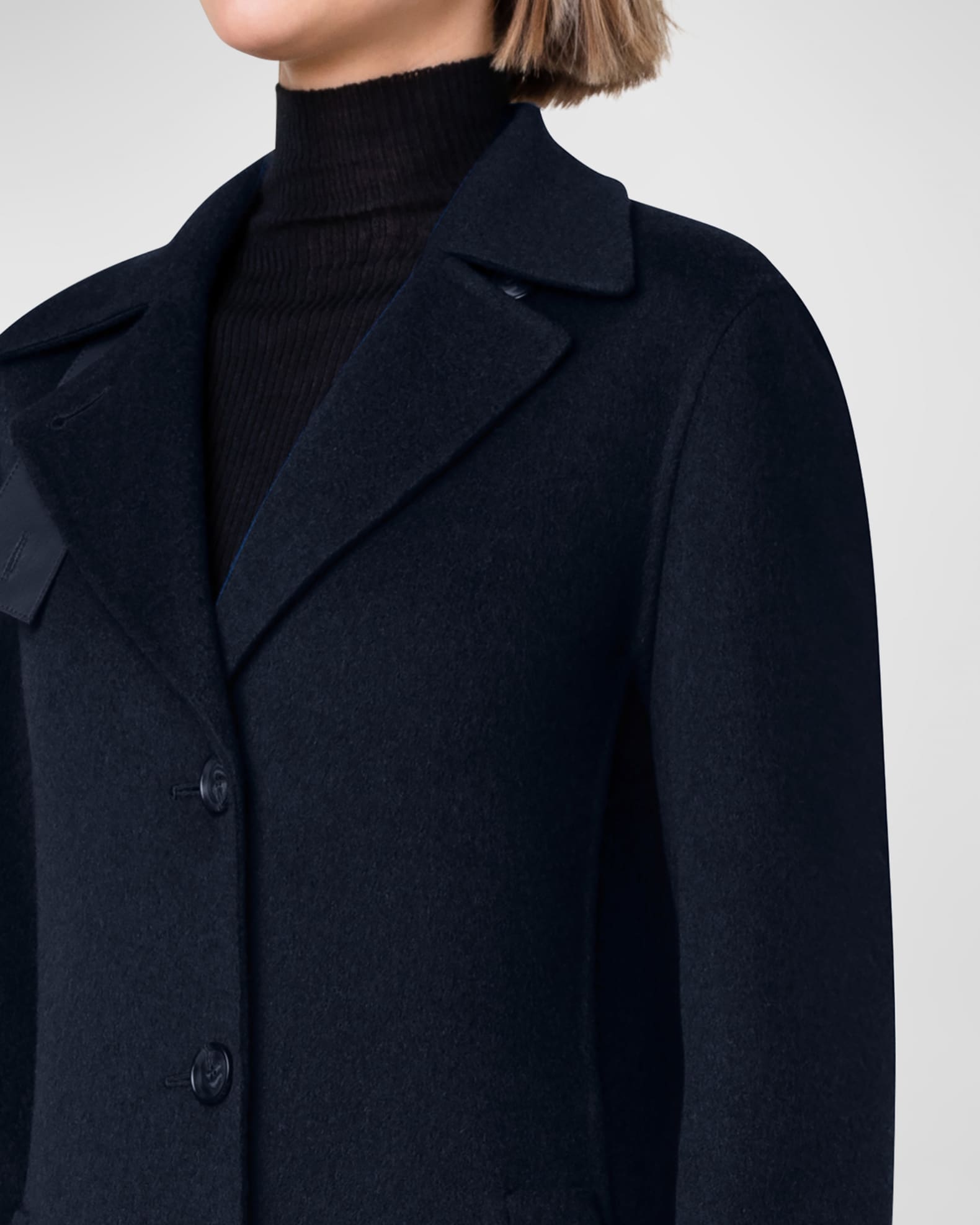 Akris Leather Collar Cashmere Coat | Neiman Marcus