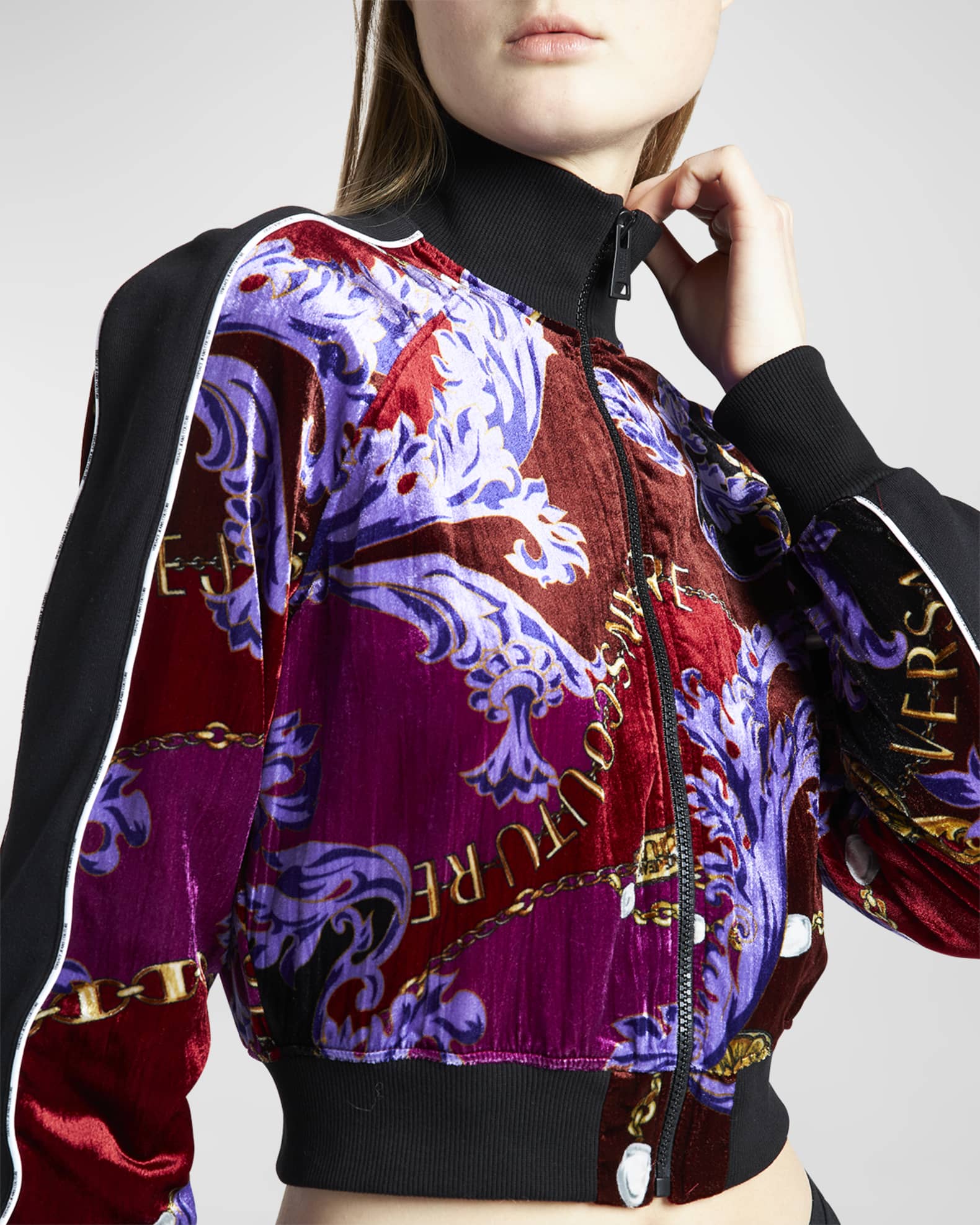 Versace Jeans Couture Chain Couture Cropped Jacket | Neiman Marcus