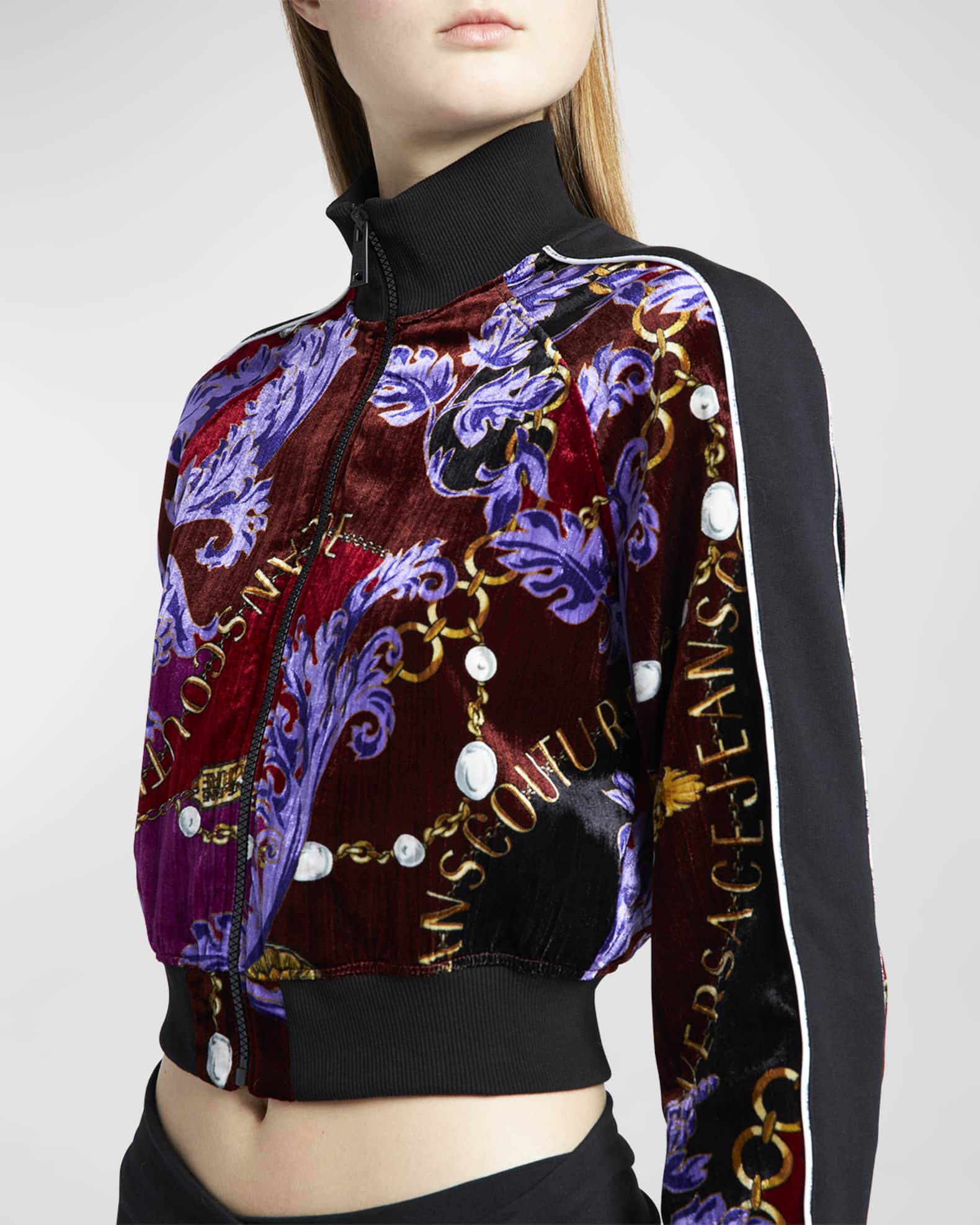 Versace Jeans Couture Chain Couture Cropped Jacket | Neiman Marcus