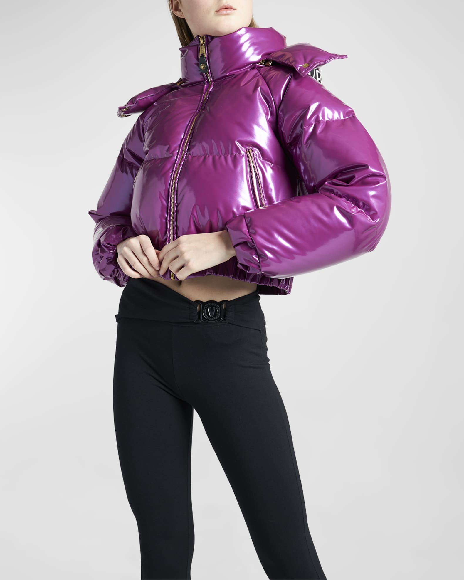 Versace Jeans Couture Cropped Down Puffer Jacket | Neiman Marcus