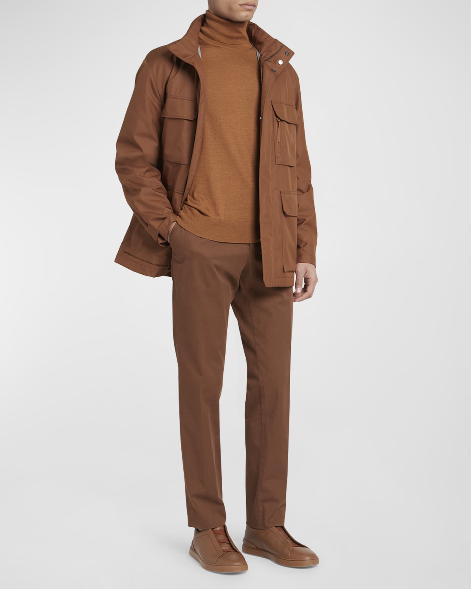 ZEGNA Men's Concealed Zip Field Jacket | Neiman Marcus