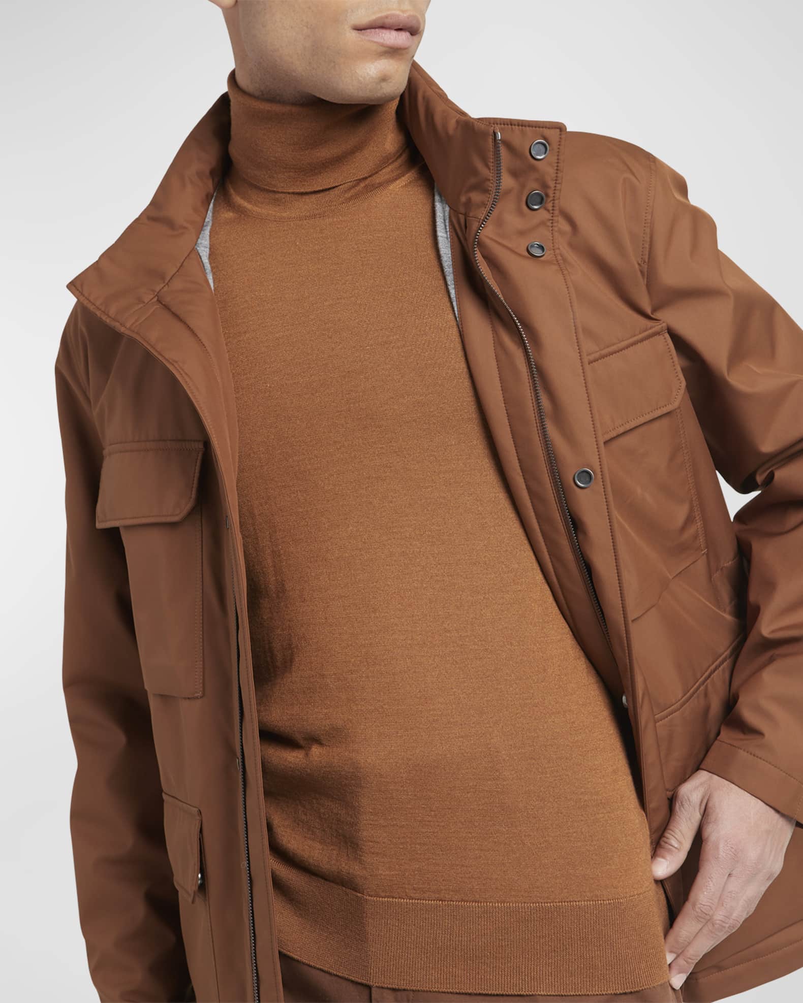 ZEGNA Men's Concealed Zip Field Jacket | Neiman Marcus