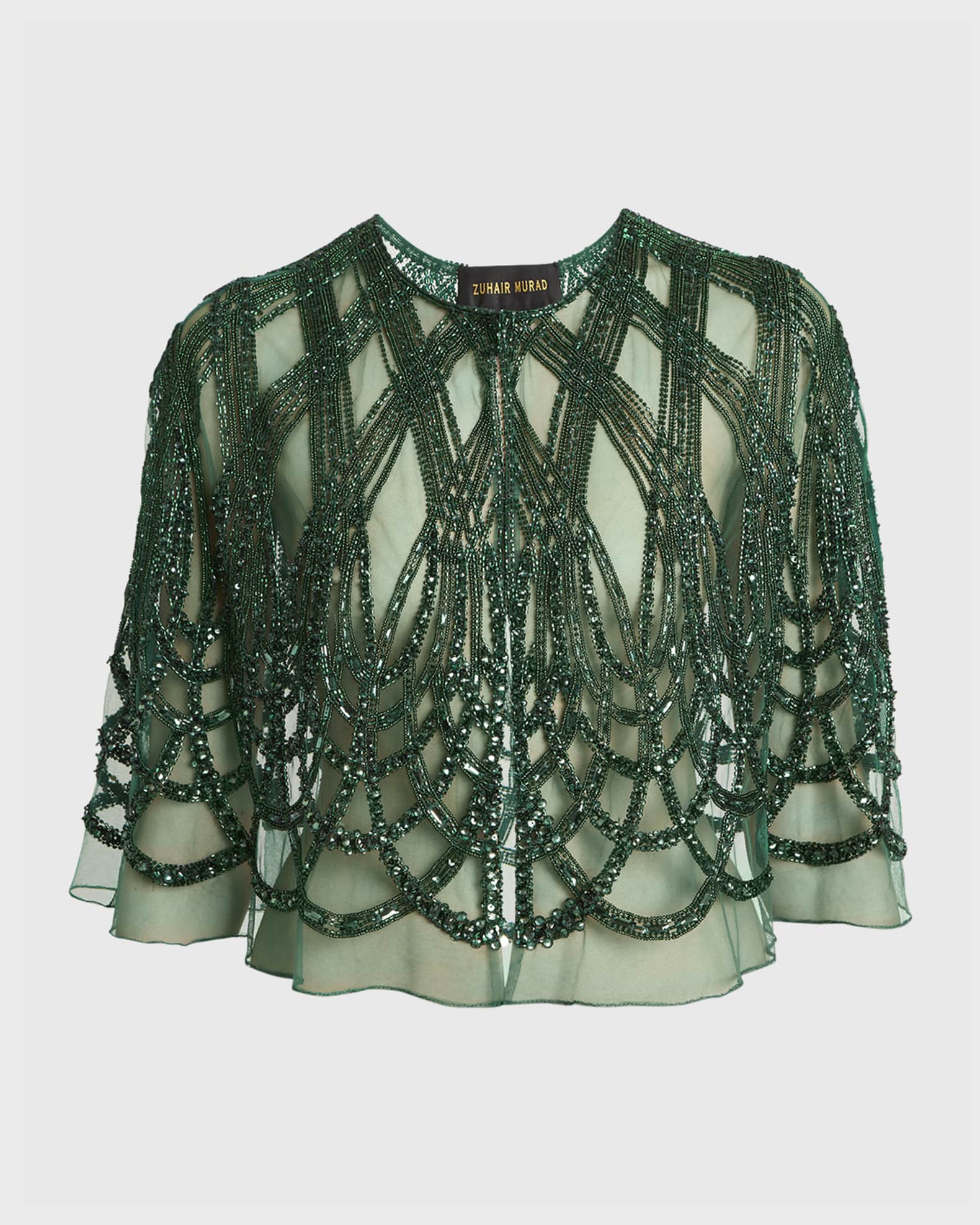 Zuhair Murad Arabesque Beaded Short Cape | Neiman Marcus