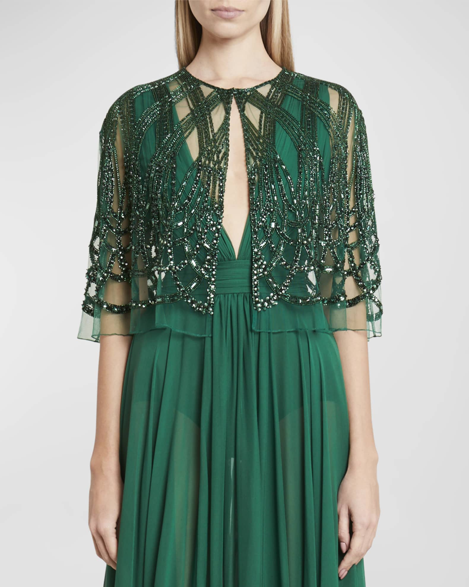 Zuhair Murad Arabesque Beaded Short Cape | Neiman Marcus