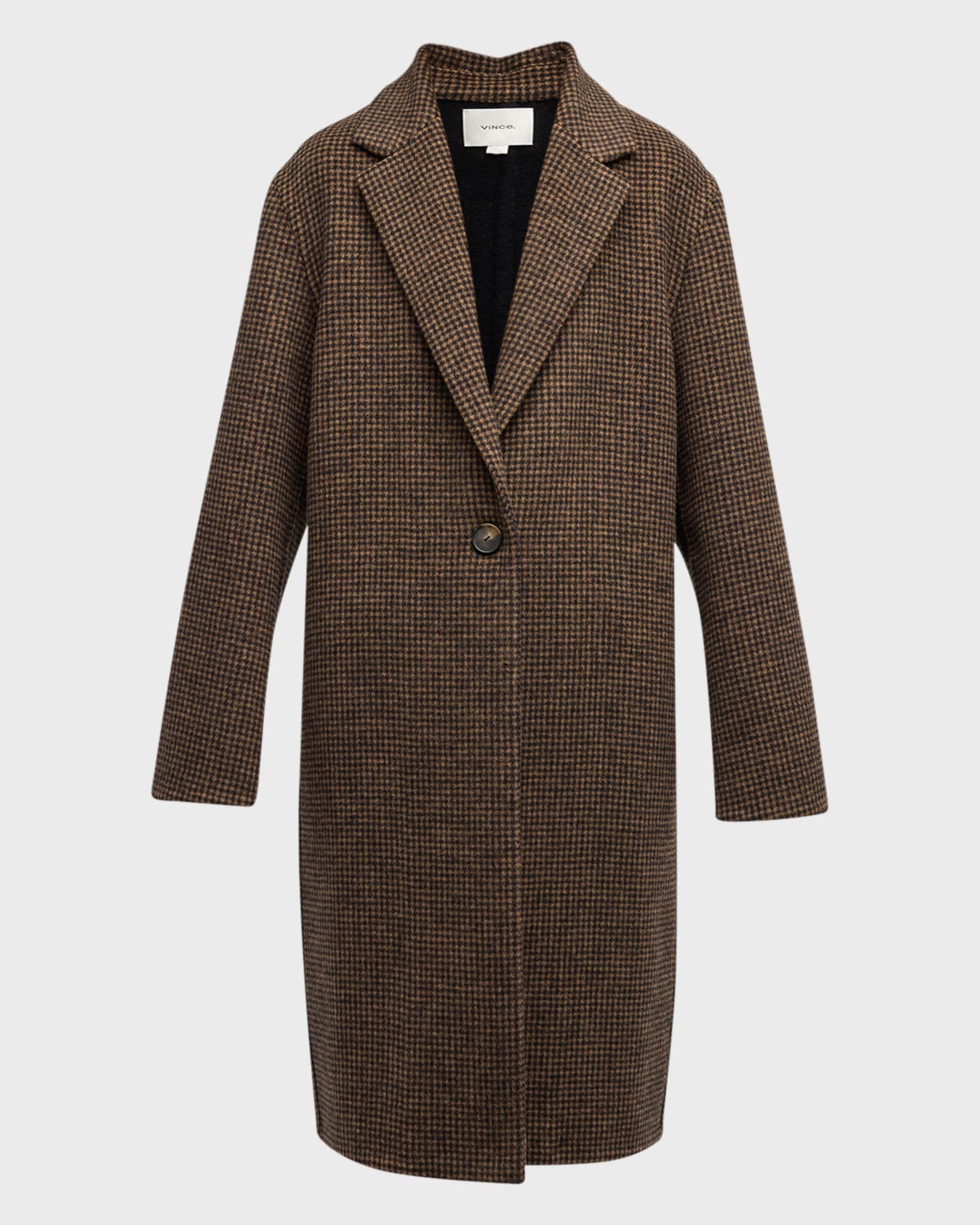 Vince Houndstooth Long Wool-Blend Coat | Neiman Marcus