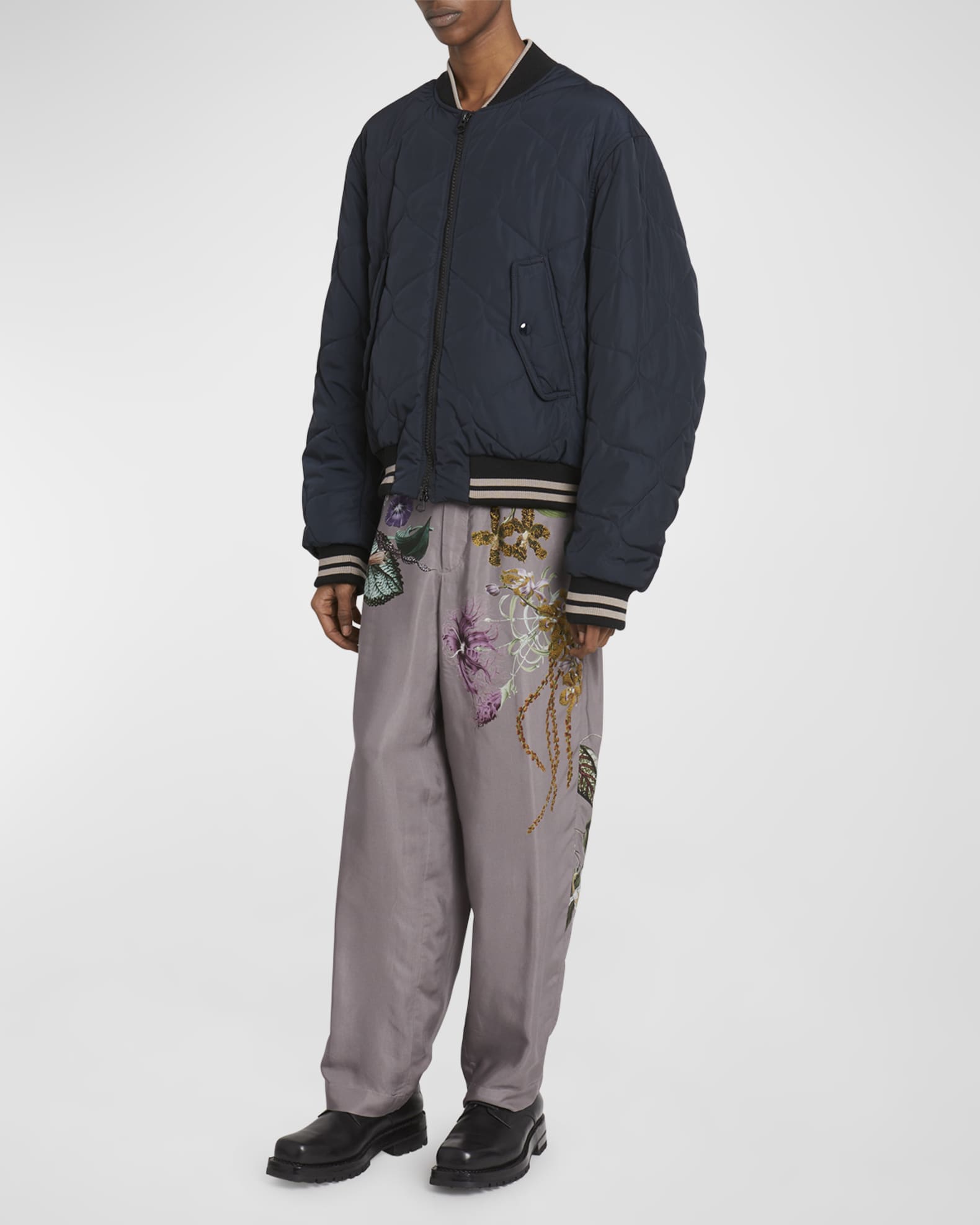 Dries Van Noten Men's Vellow Quilted Back-Zip Jacket | Neiman Marcus