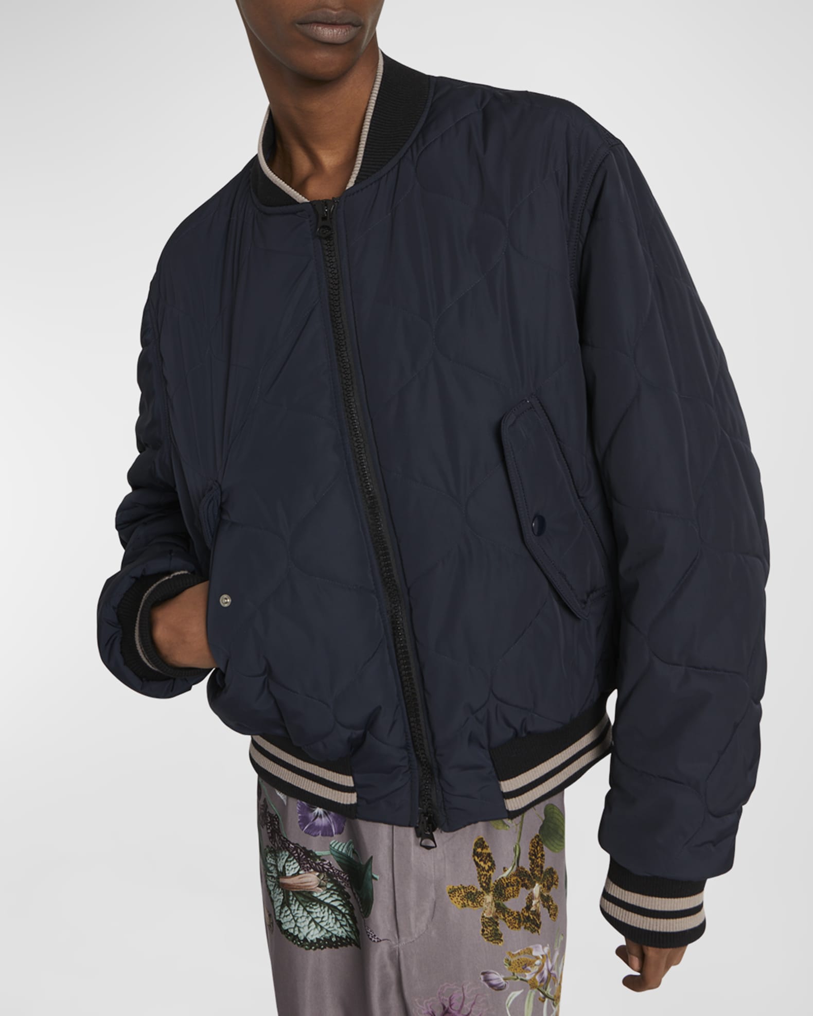 Dries Van Noten Men's Vellow Quilted Back-Zip Jacket | Neiman Marcus