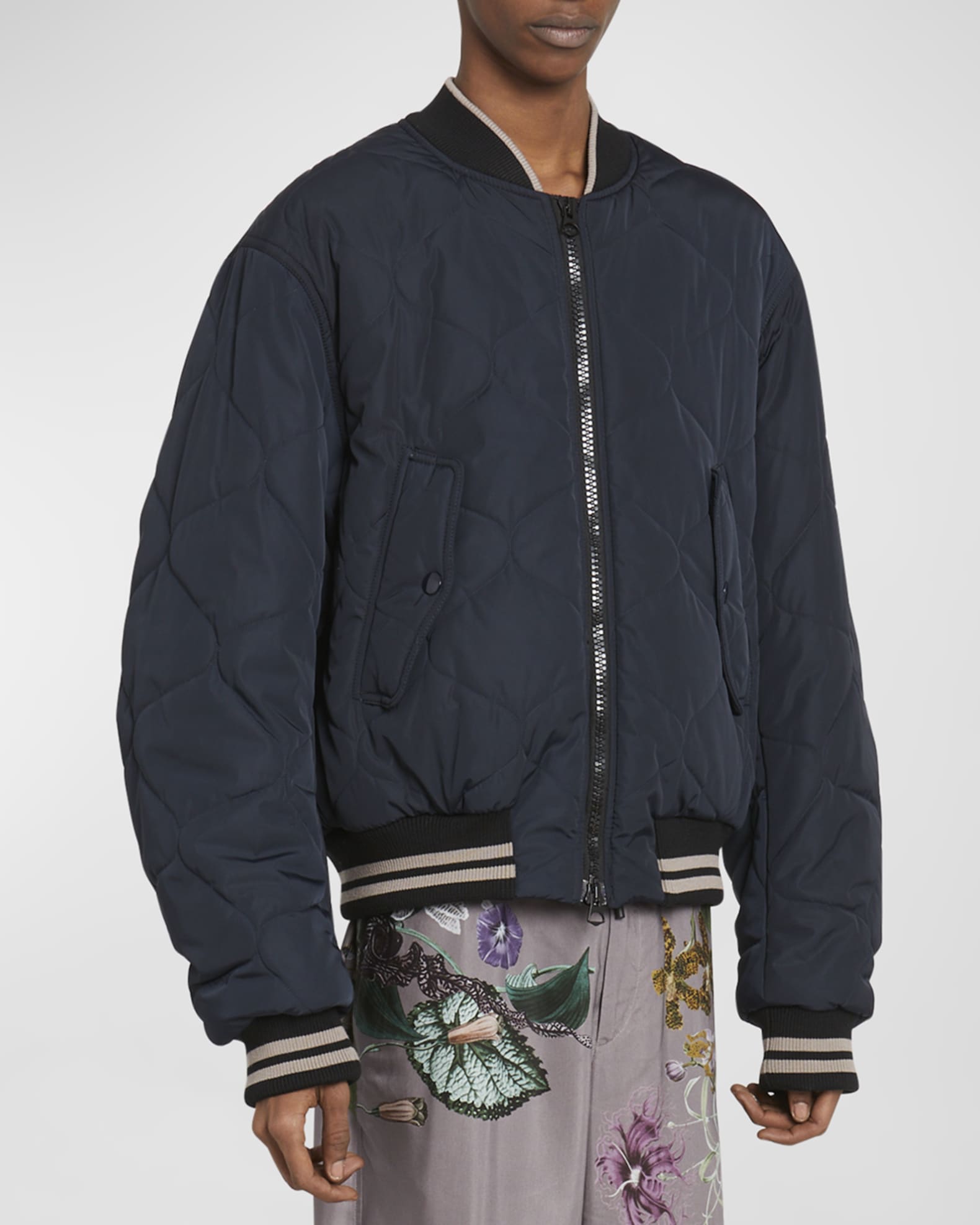 Dries Van Noten Men's Vellow Quilted Back-Zip Jacket | Neiman Marcus