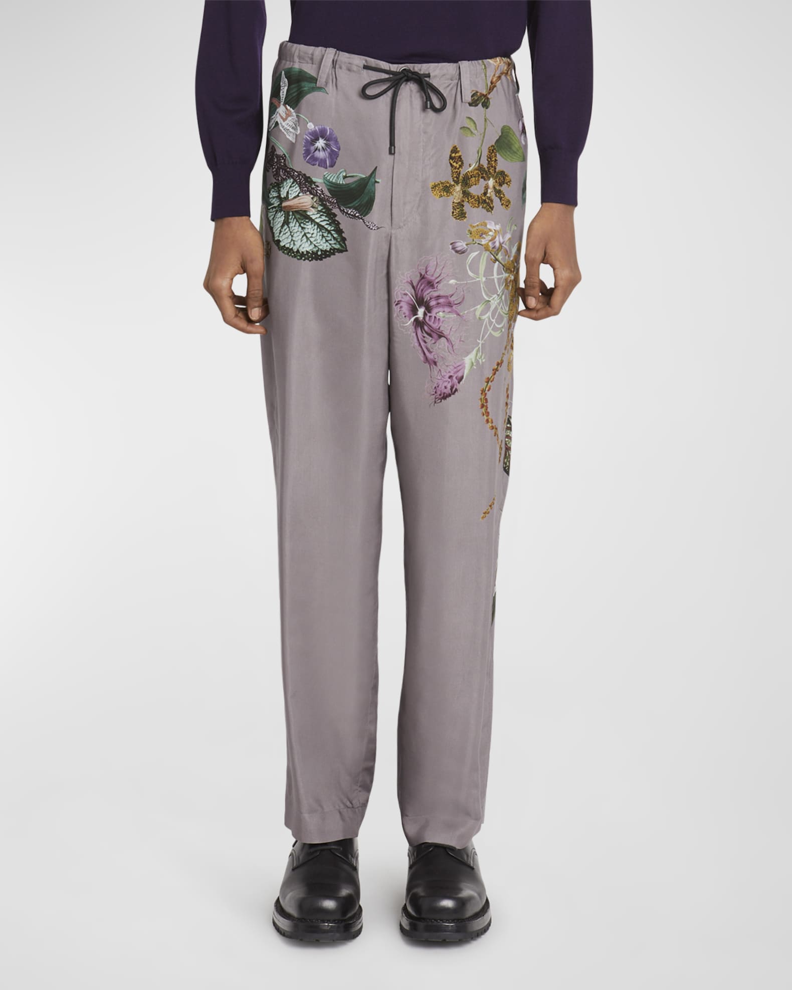 Dries Van Noten Men's Penny Botanical-Print Pants | Neiman Marcus