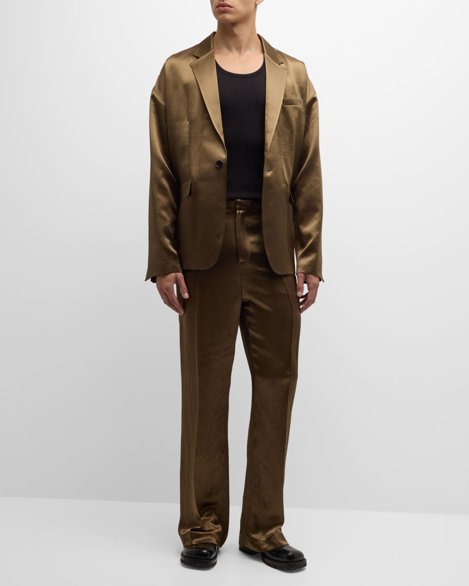 Loewe Men's Satin Straight-Leg Pants | Neiman Marcus